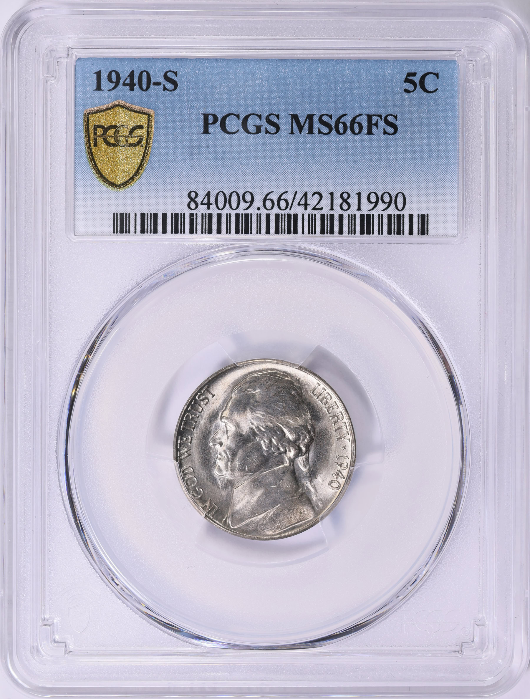 1940-S Jefferson Nickel PCGS MS-66 FS (Item 887112) | GreatCollections Coin Auctions