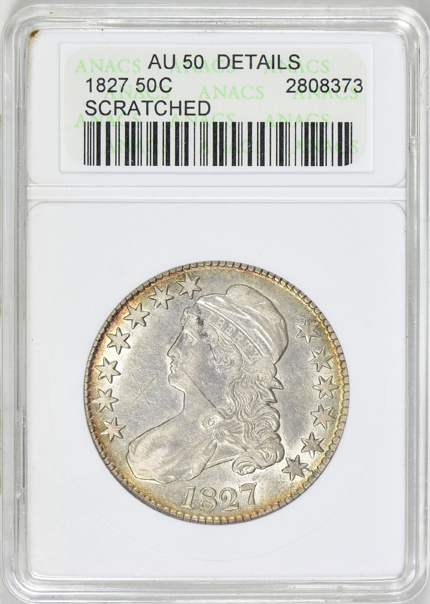 1827 Capped Bust Half Dollar Square Base 2 ANACS AU-50 OH (Item 887602 ...