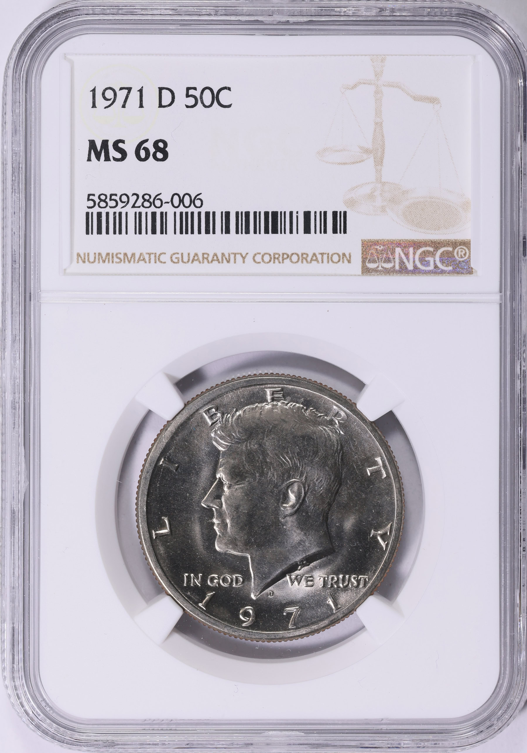 1971-D Kennedy Half Dollar NGC MS-68 (Item 896155) | GreatCollections Coin Auctions