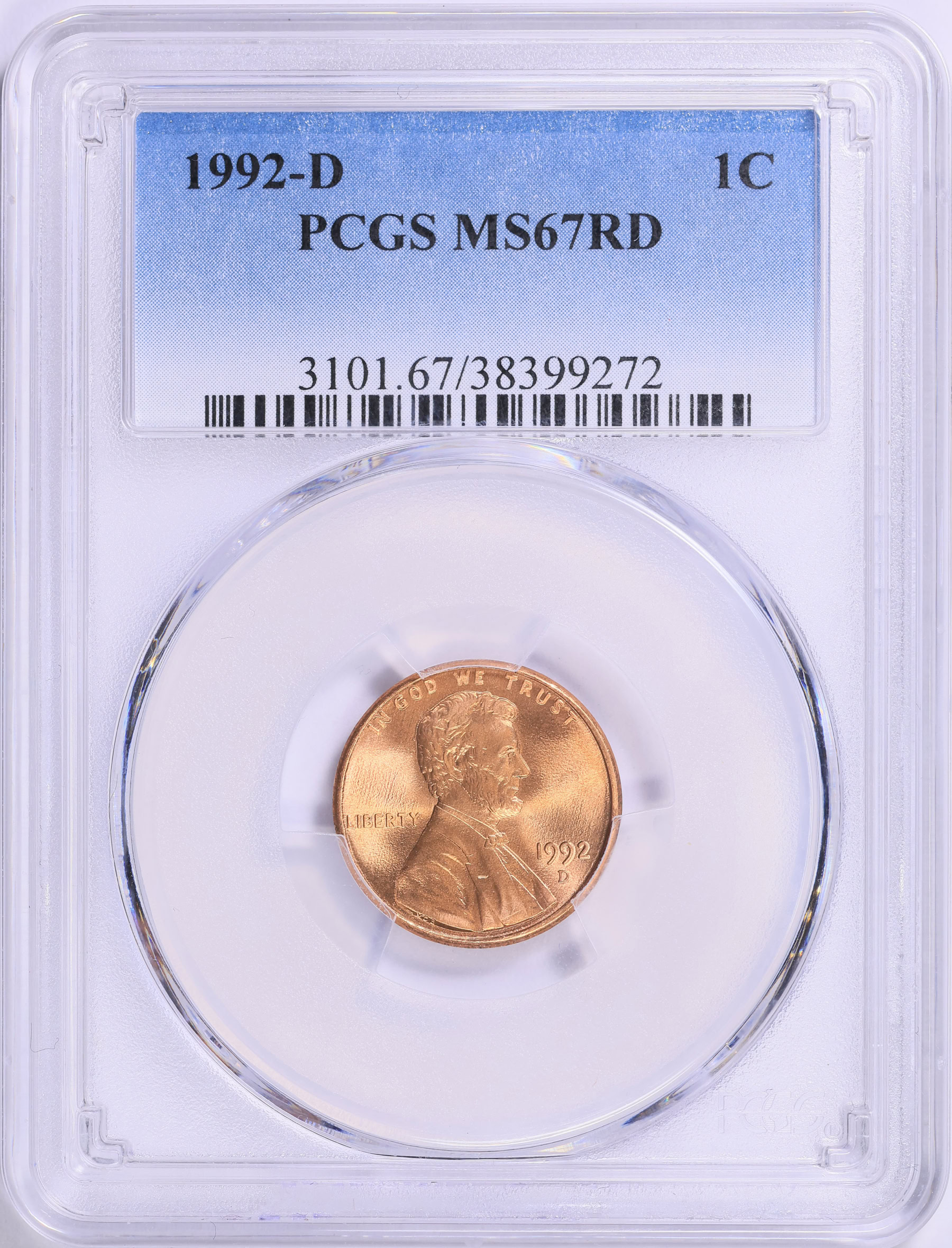 1992-D Lincoln Cent PCGS MS-67 RD (Item 896409) | GreatCollections Coin ...