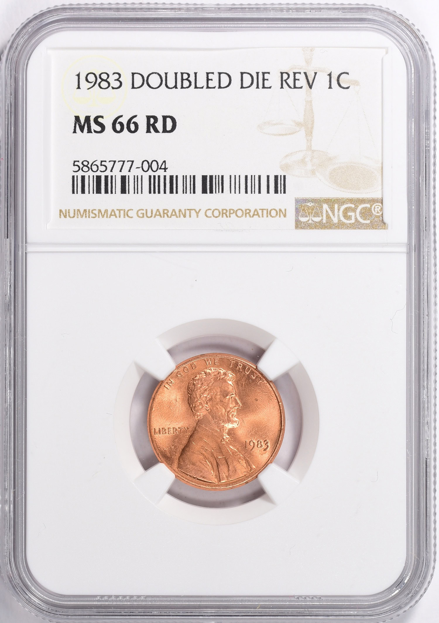 1983 Lincoln Cent Doubled Die Reverse NGC MS-66 RD (Item 897412 ...
