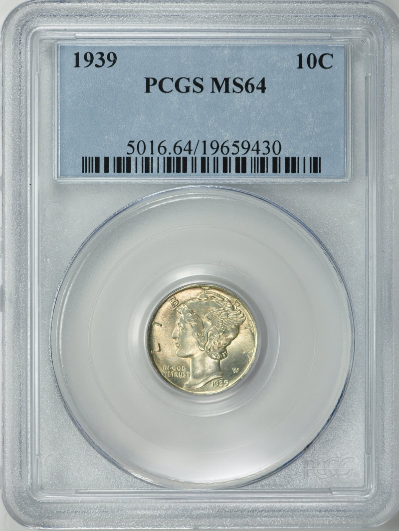 1939 Mercury Dime PCGS MS-64 (Item 9006) | GreatCollections Coin Auctions