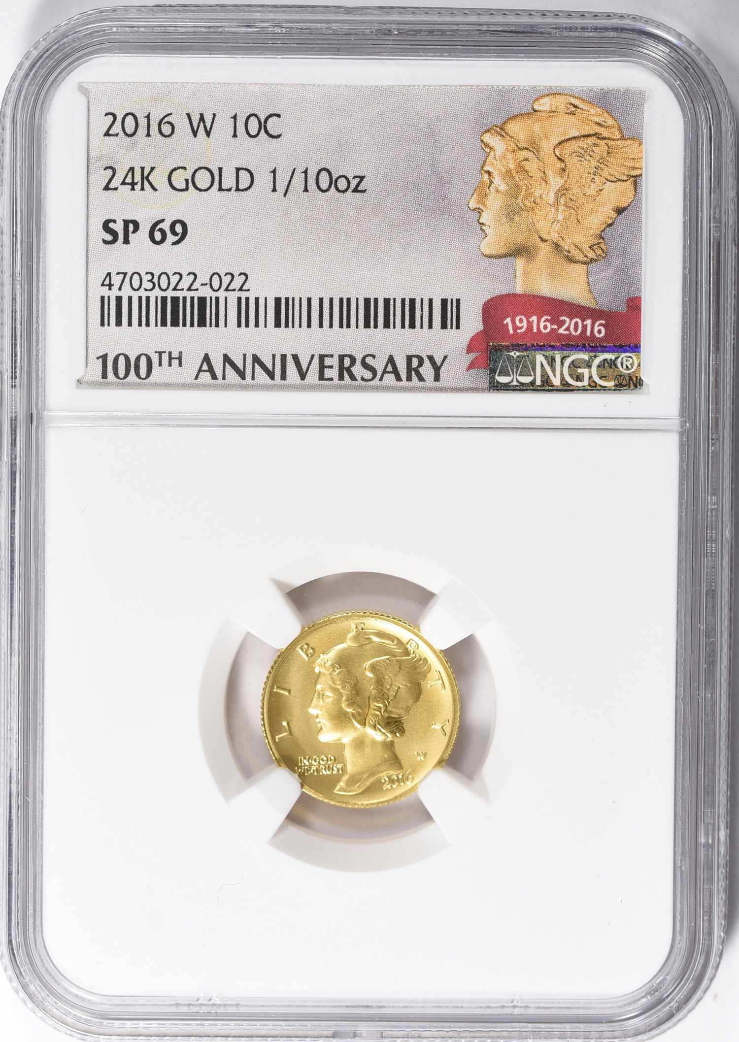 2016-W Gold Mercury Dime 100th Anniversary. NGC SP-69 (Item 901462 ...