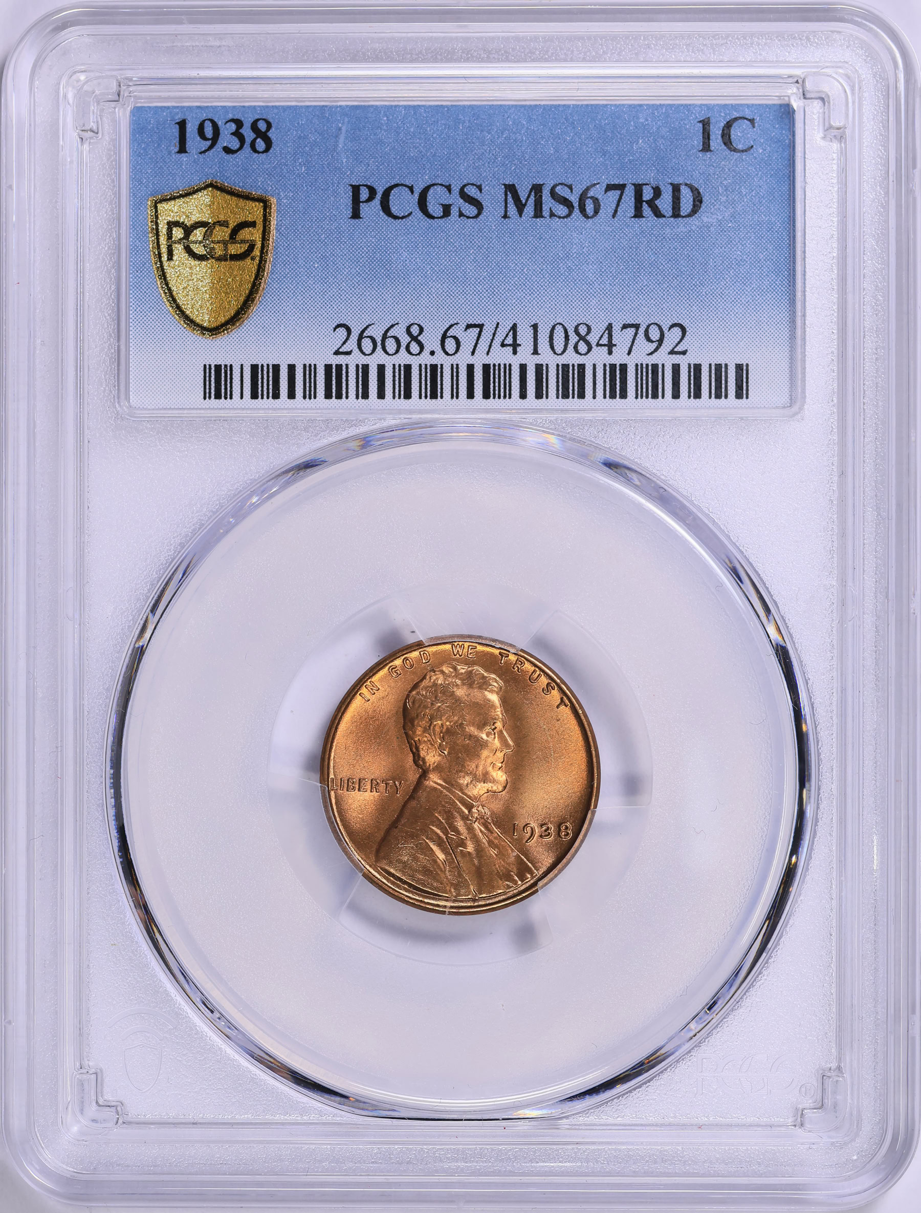 1938 Lincoln Cent PCGS MS-67 RD (Item 903651) | GreatCollections Coin Auctions