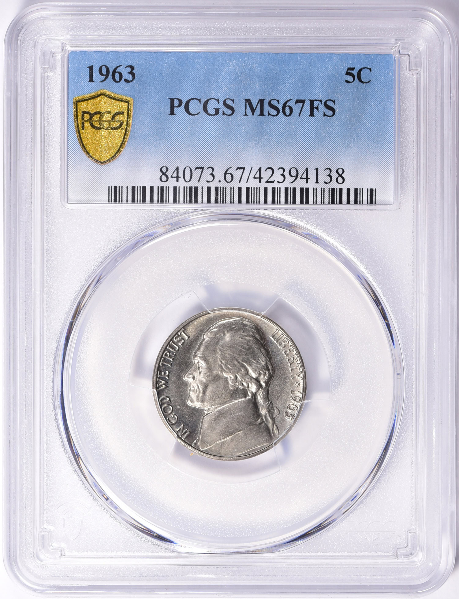 1963 Jefferson Nickel PCGS MS-67 FS (Item 903669) | GreatCollections ...