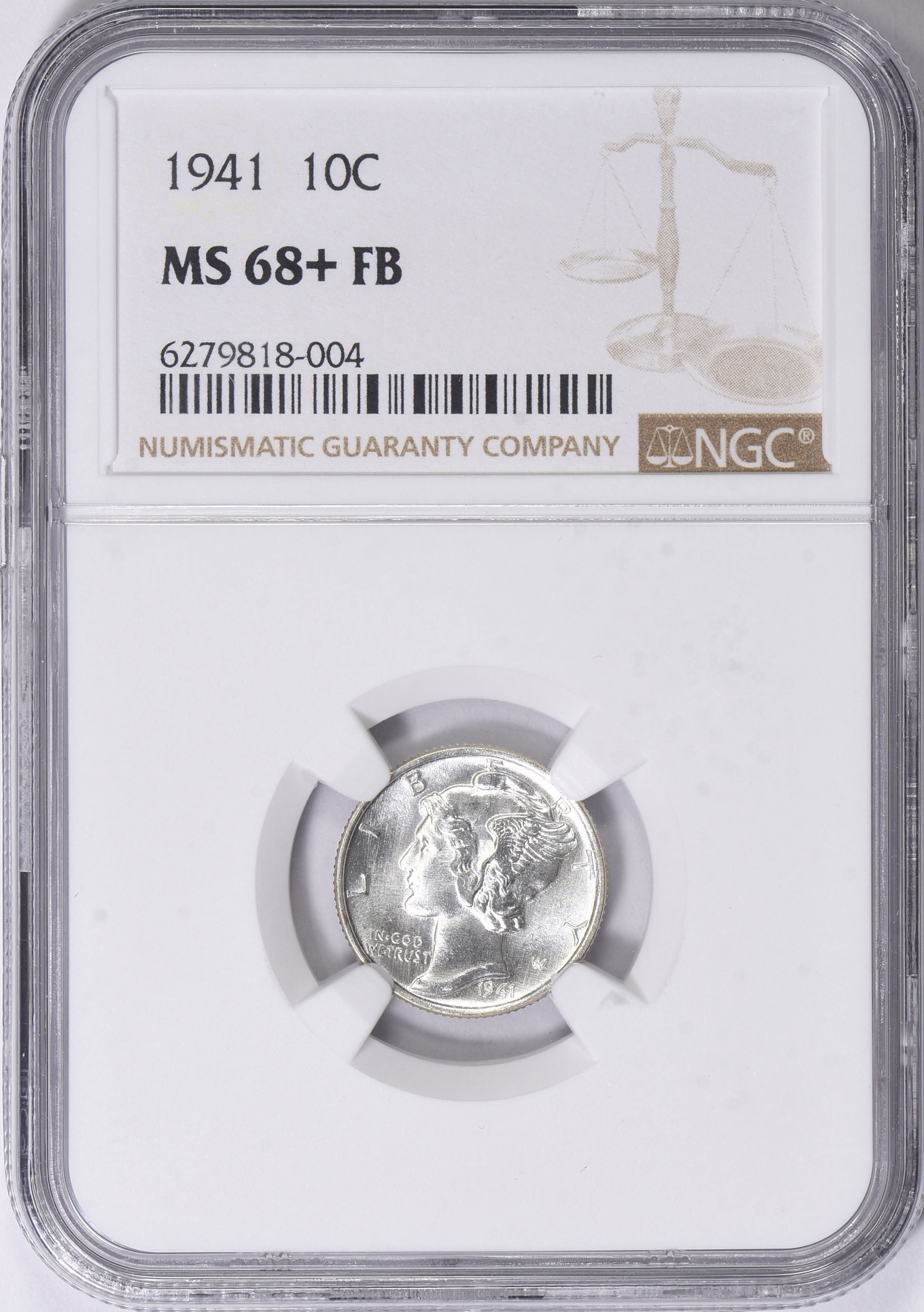 1941 Mercury Dime NGC MS-68+ FB (Item 903680) | GreatCollections Coin Auctions