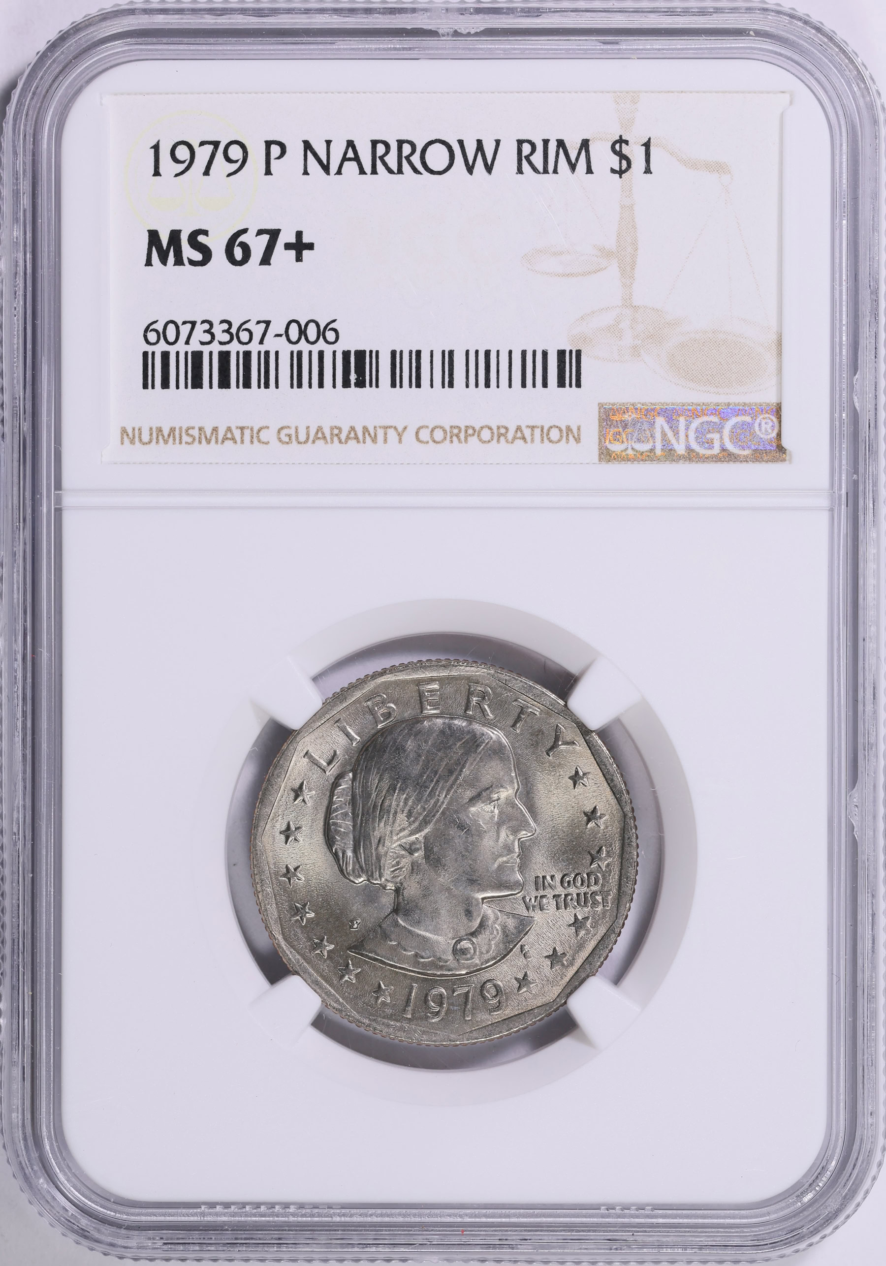 1979-P Susan B. Anthony Dollar Narrow Rim NGC MS-67+ (Item 912278 ...