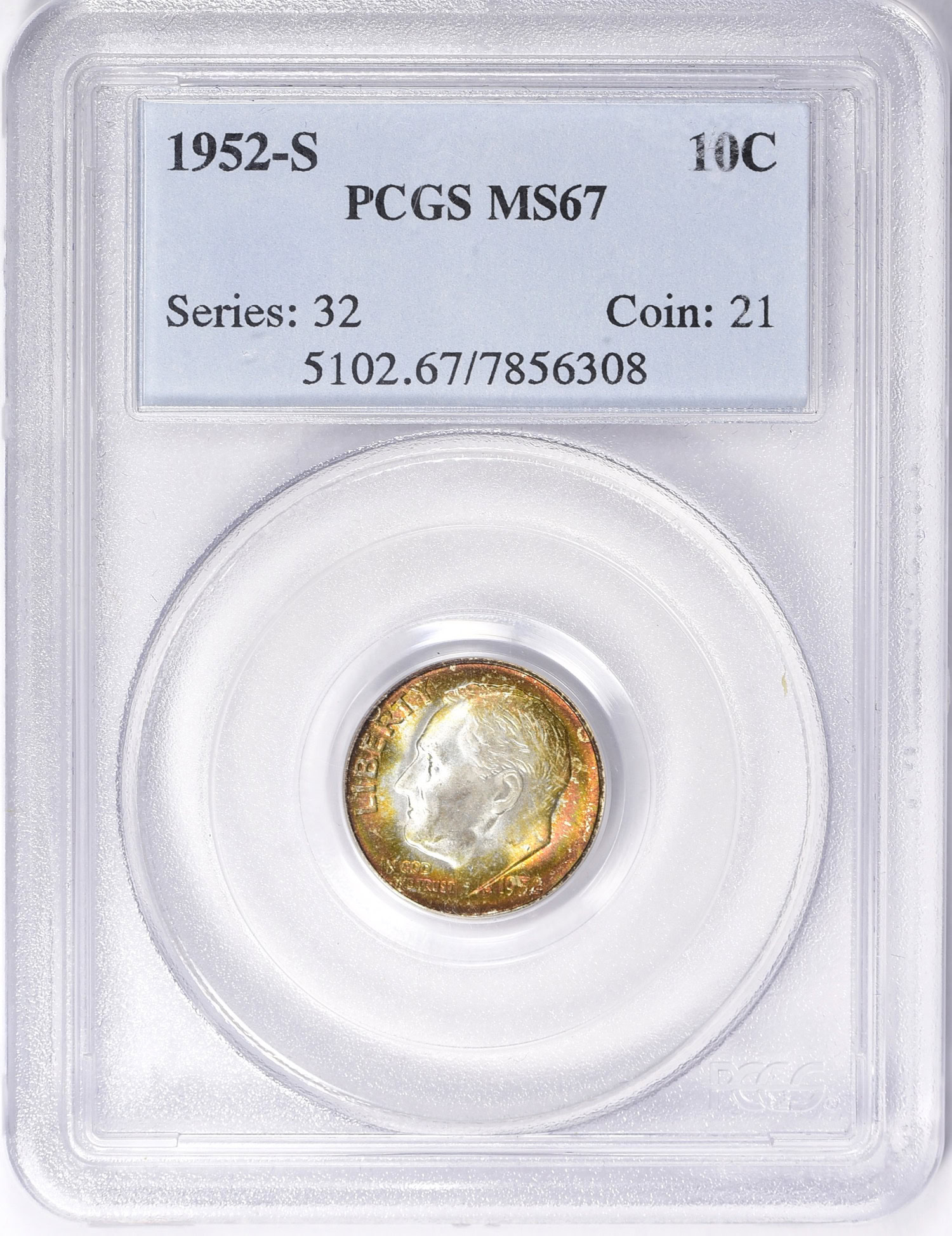 1952-S Roosevelt Dime PCGS MS-67 (Toned) (Item 912480 ...