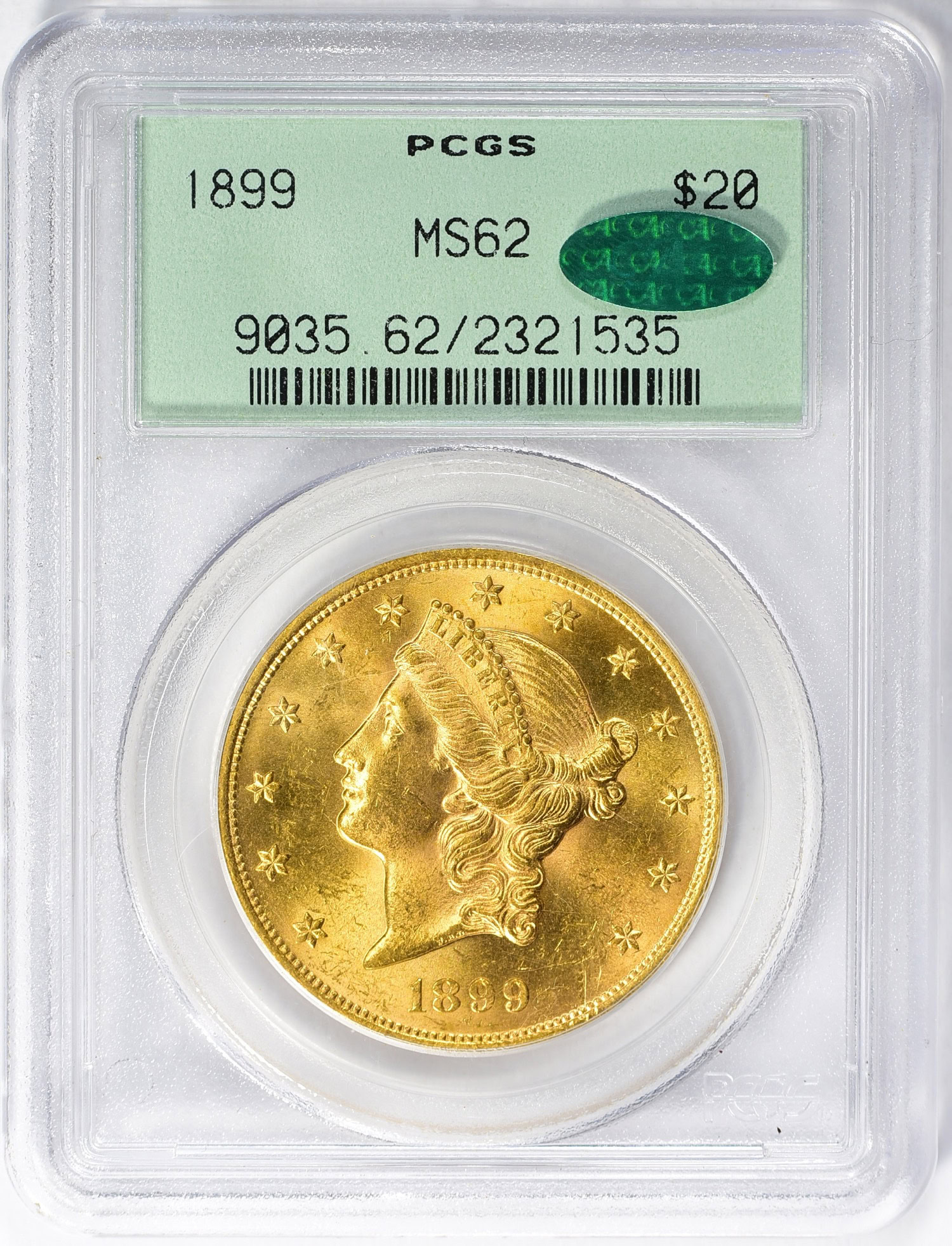1899 Liberty Gold Double Eagle PCGS MS-62 (CAC Green) OGH (Item 917206) | GreatCollections Coin ...