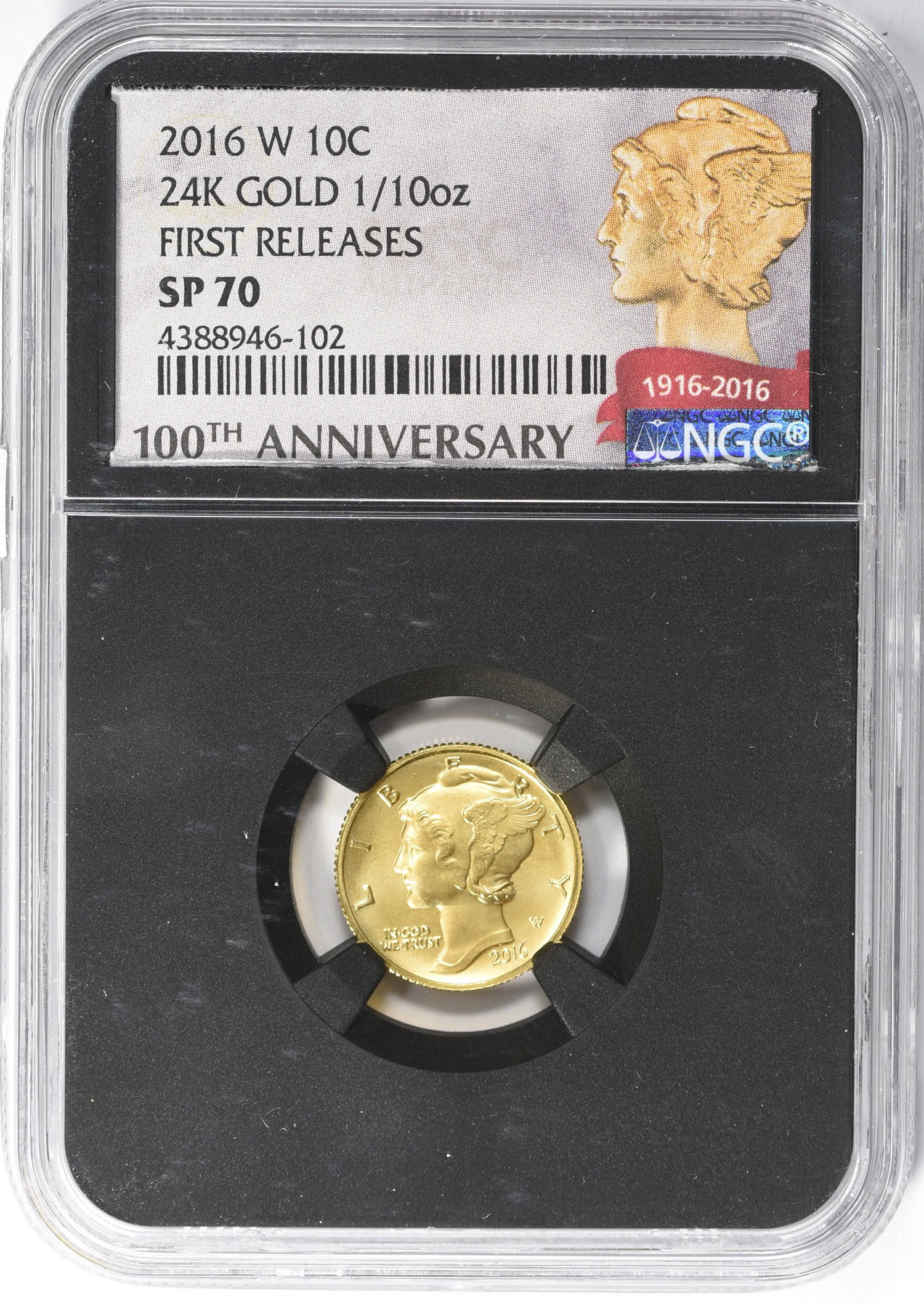 2016-W Gold Mercury Dime 100th Anniversary. First Releases NGC SP-70 ...