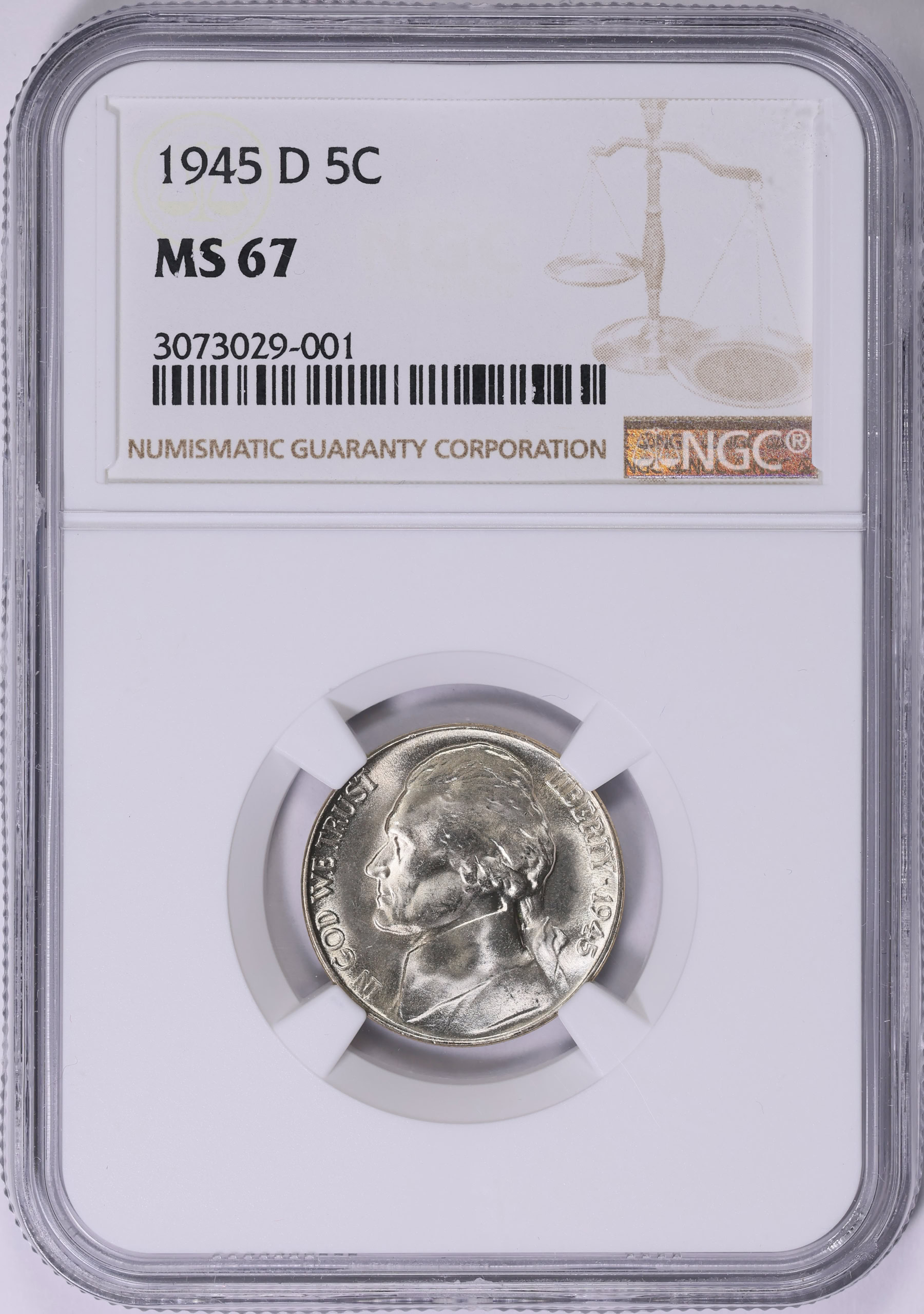 1945-D Jefferson Nickel NGC MS-67 (Item 919319) | GreatCollections Coin Auctions