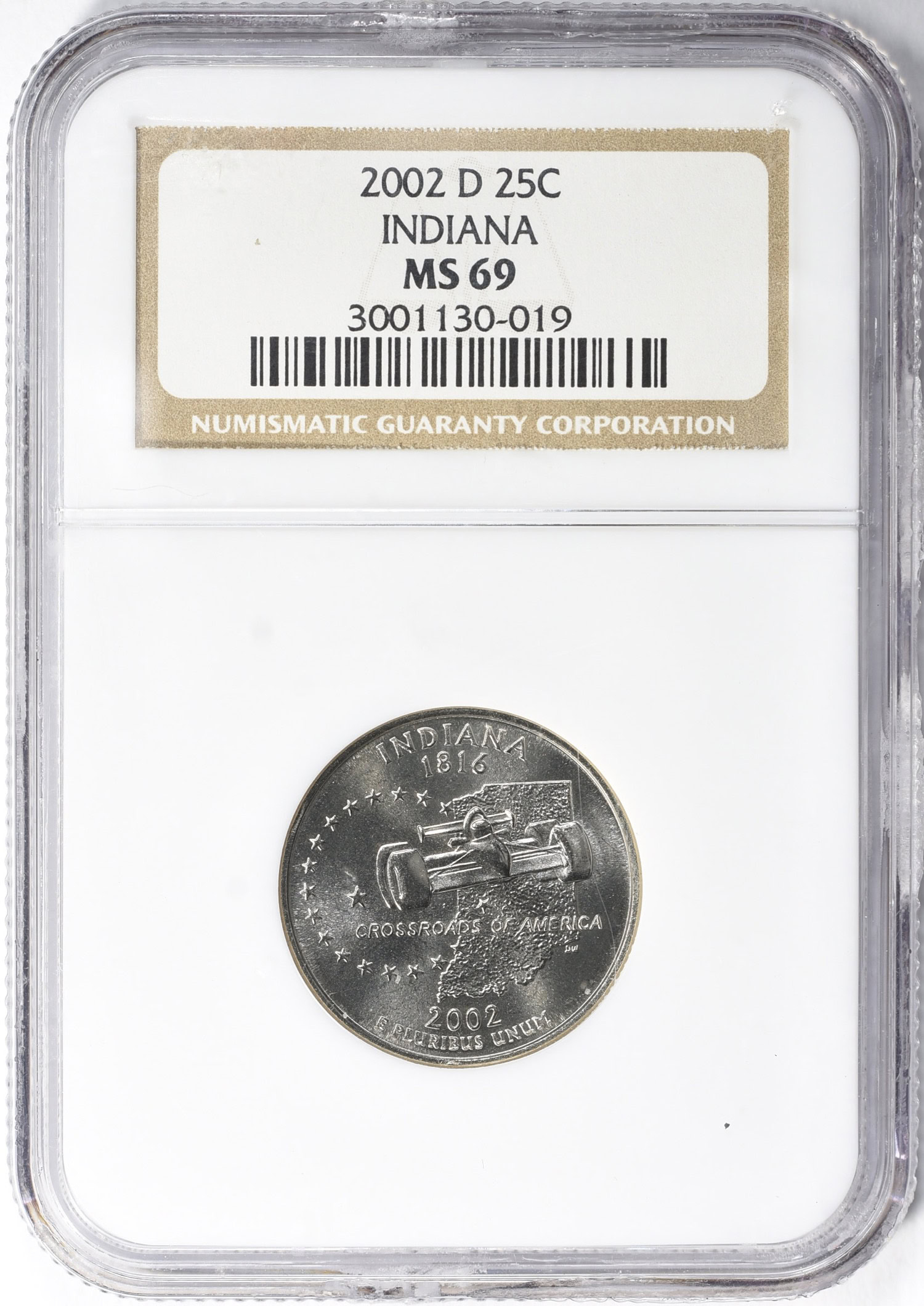 2002-D State Quarter Indiana NGC MS-69 (Item 926320) | GreatCollections ...