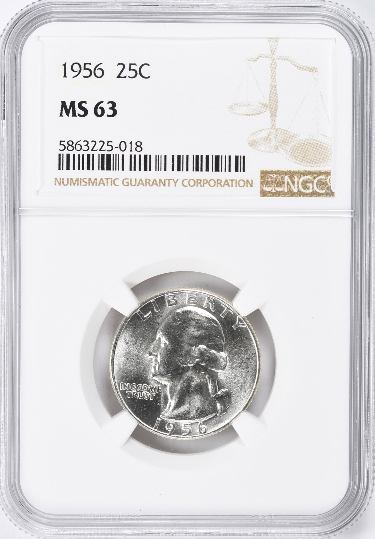 1956 Washington Quarter NGC MS-63 (Item 927196) | GreatCollections Coin ...