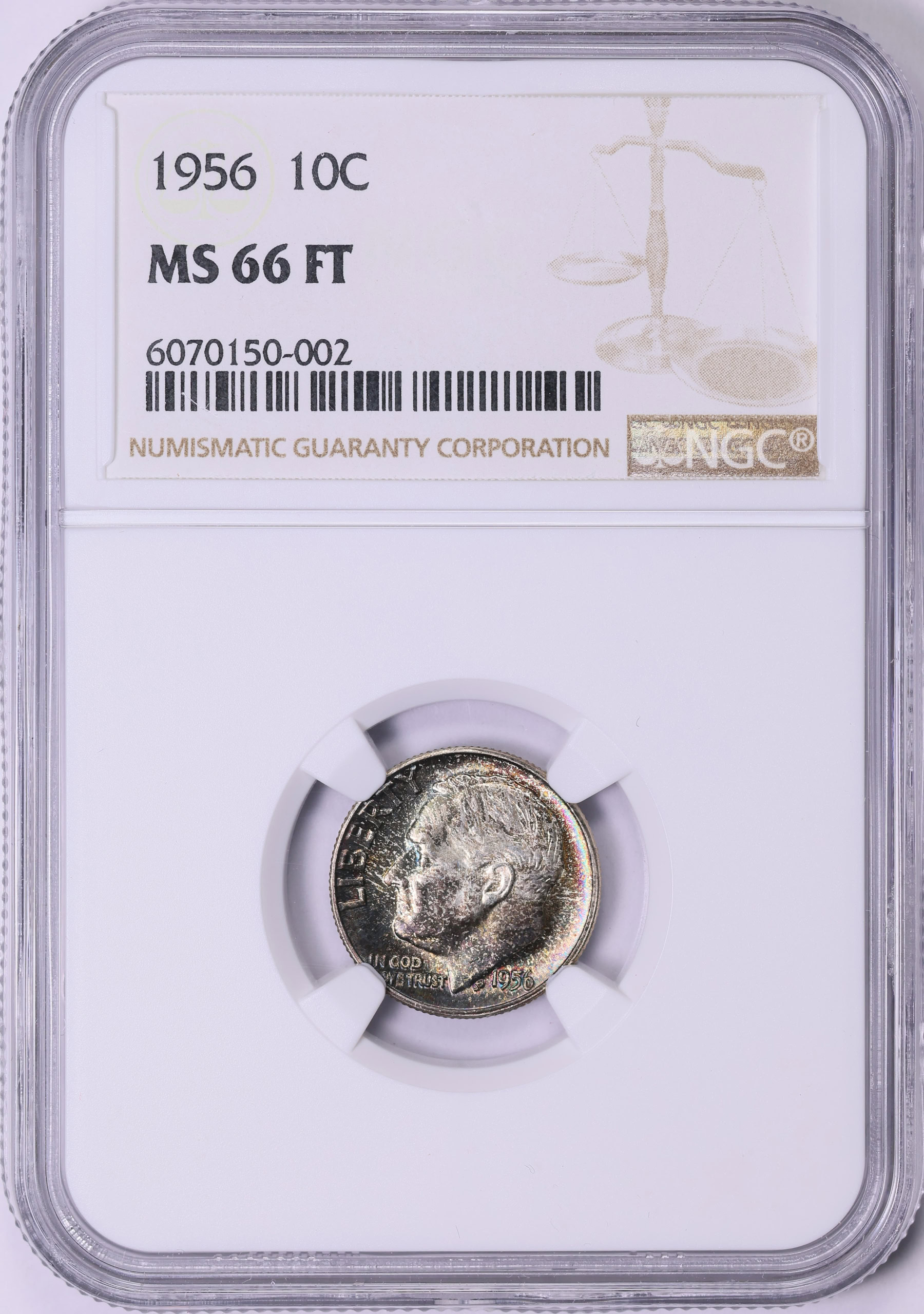 1956 Roosevelt Dime NGC MS-66 FT (Toned) (Item 934238 ...
