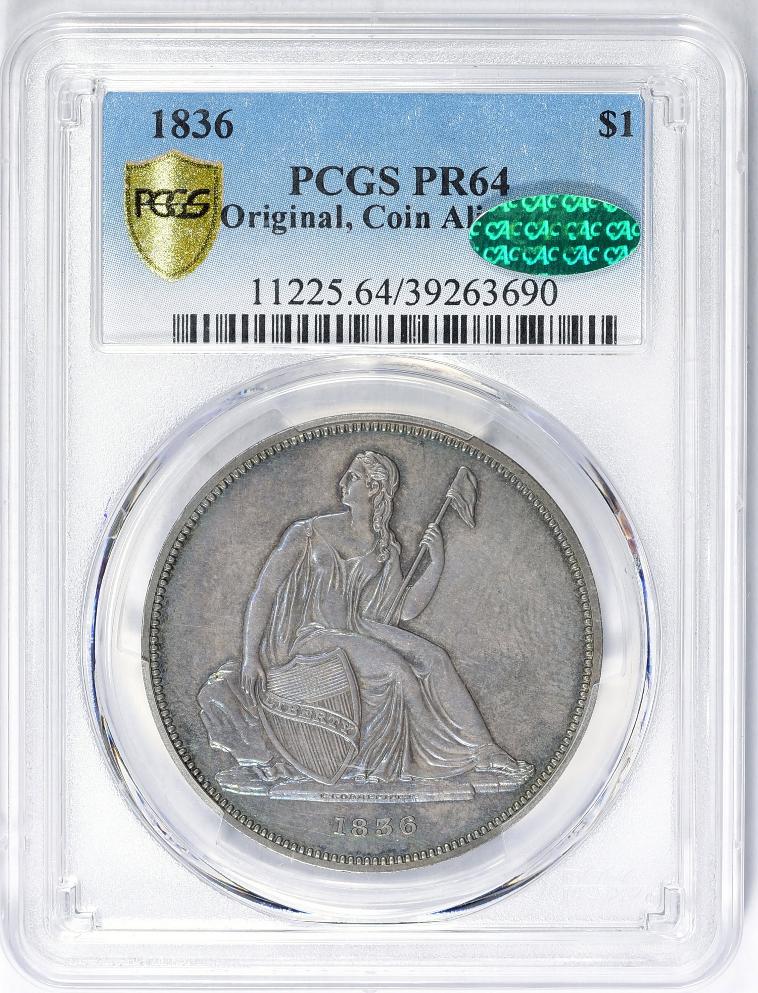 1836 Gobrecht Silver Dollar Original, Coin Alignment PCGS Proof-64 (CAC ...