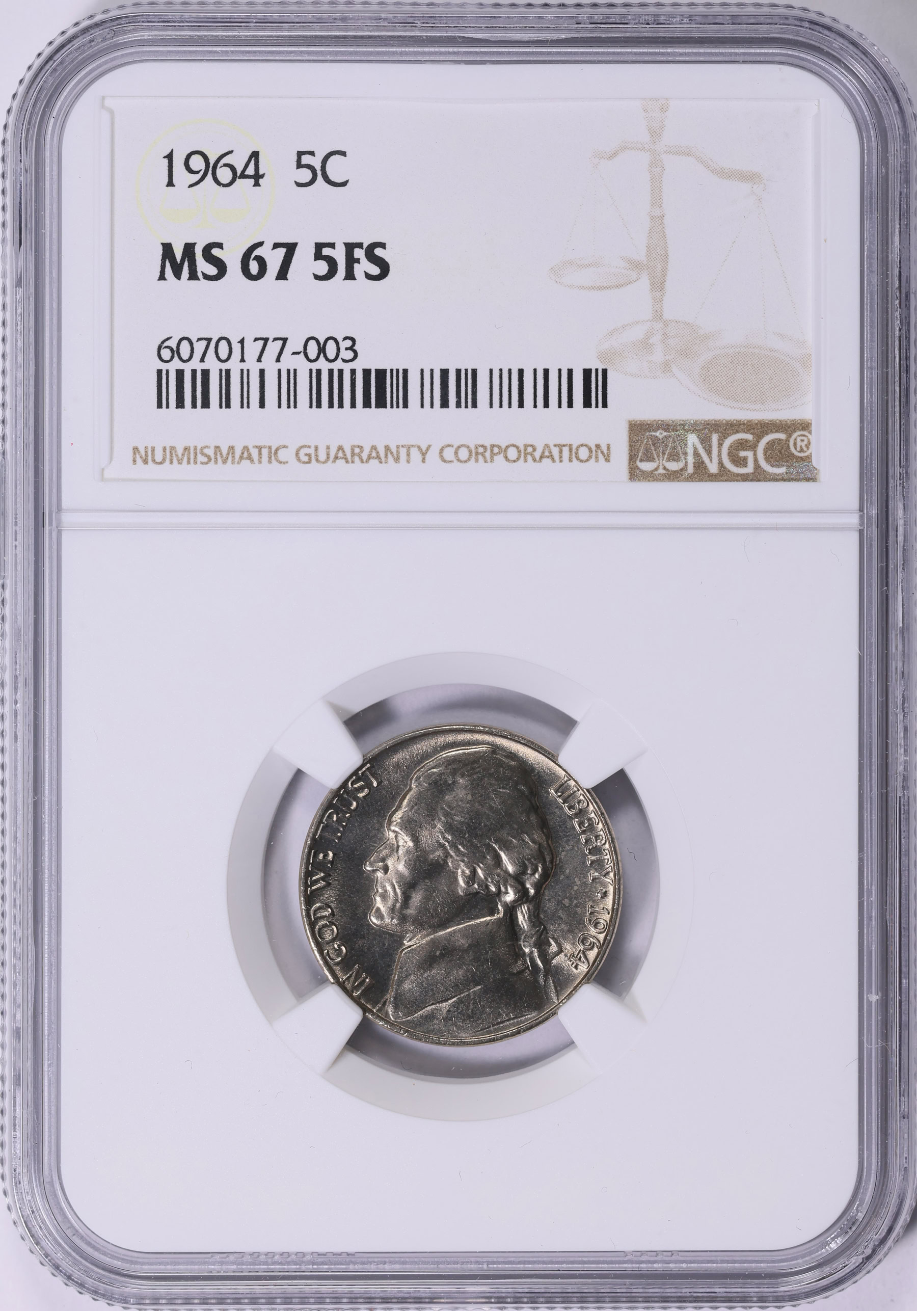 1964 Jefferson Nickel NGC MS-67 5FS (Item 944101) | GreatCollections Coin Auctions
