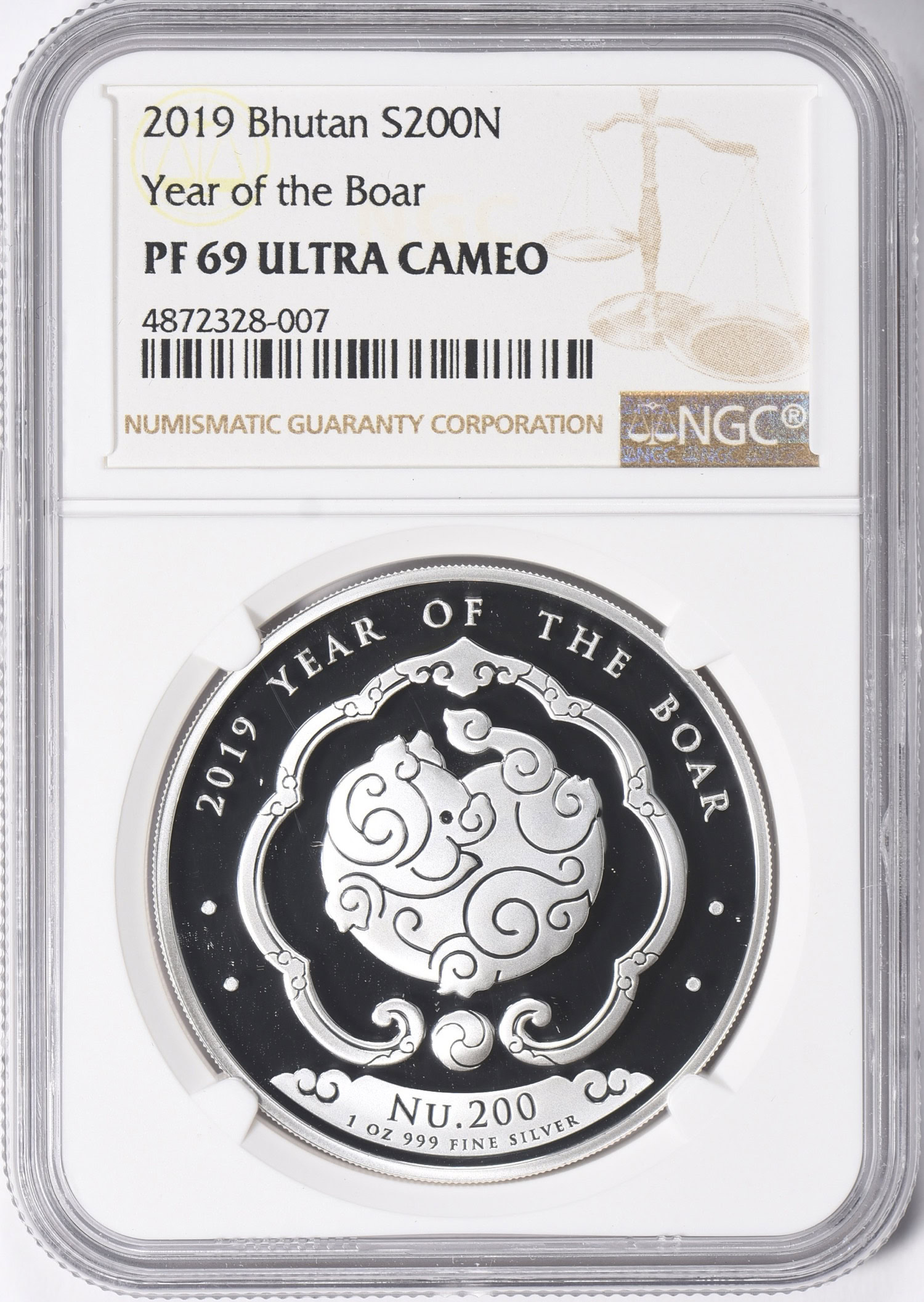 Bhutan 2019 Silver 200 Ngultrums Year of the Boar NGC Proof-69 UC | NGC ...
