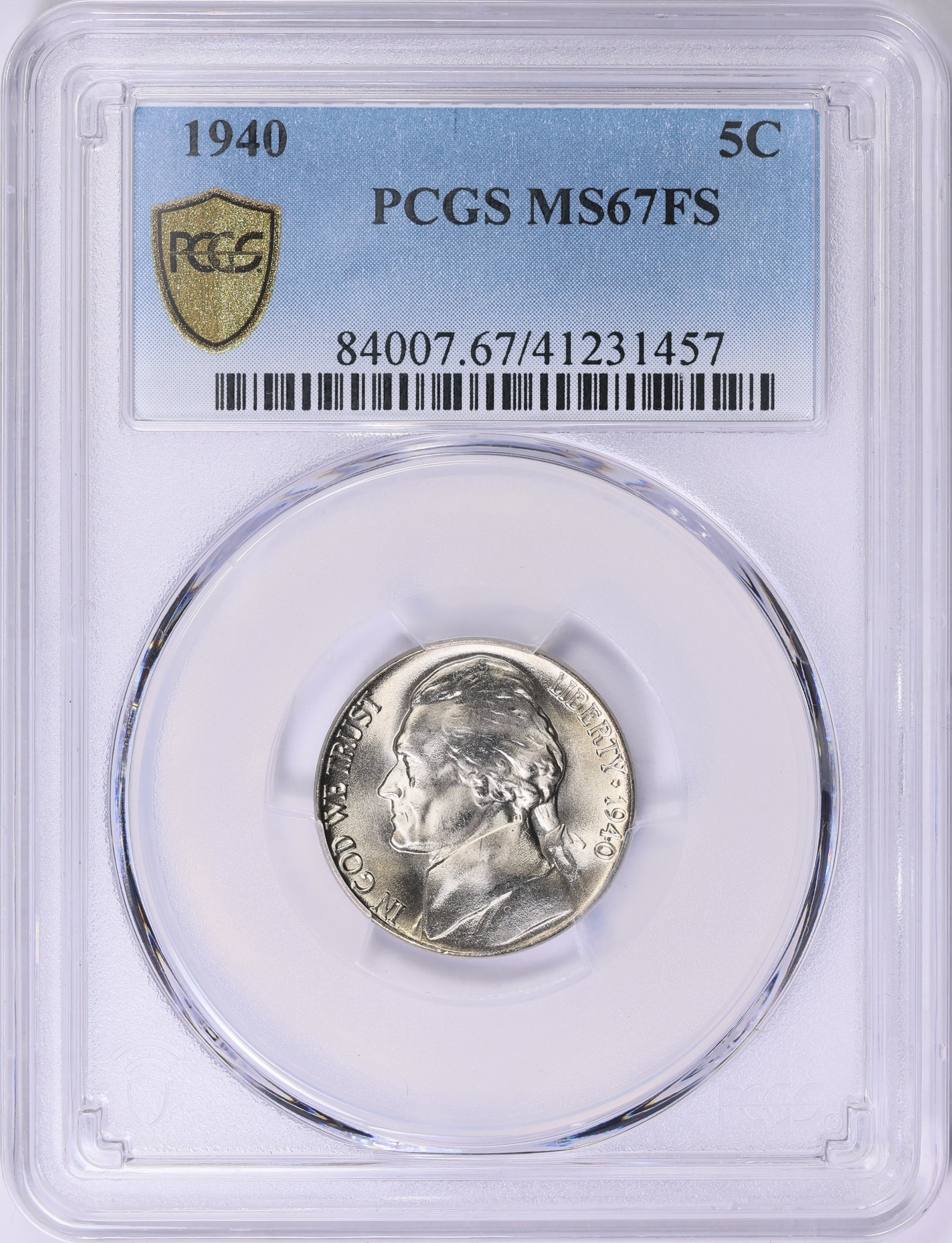 1940 Jefferson Nickel PCGS MS-67 FS (Item 946225) | GreatCollections Coin Auctions