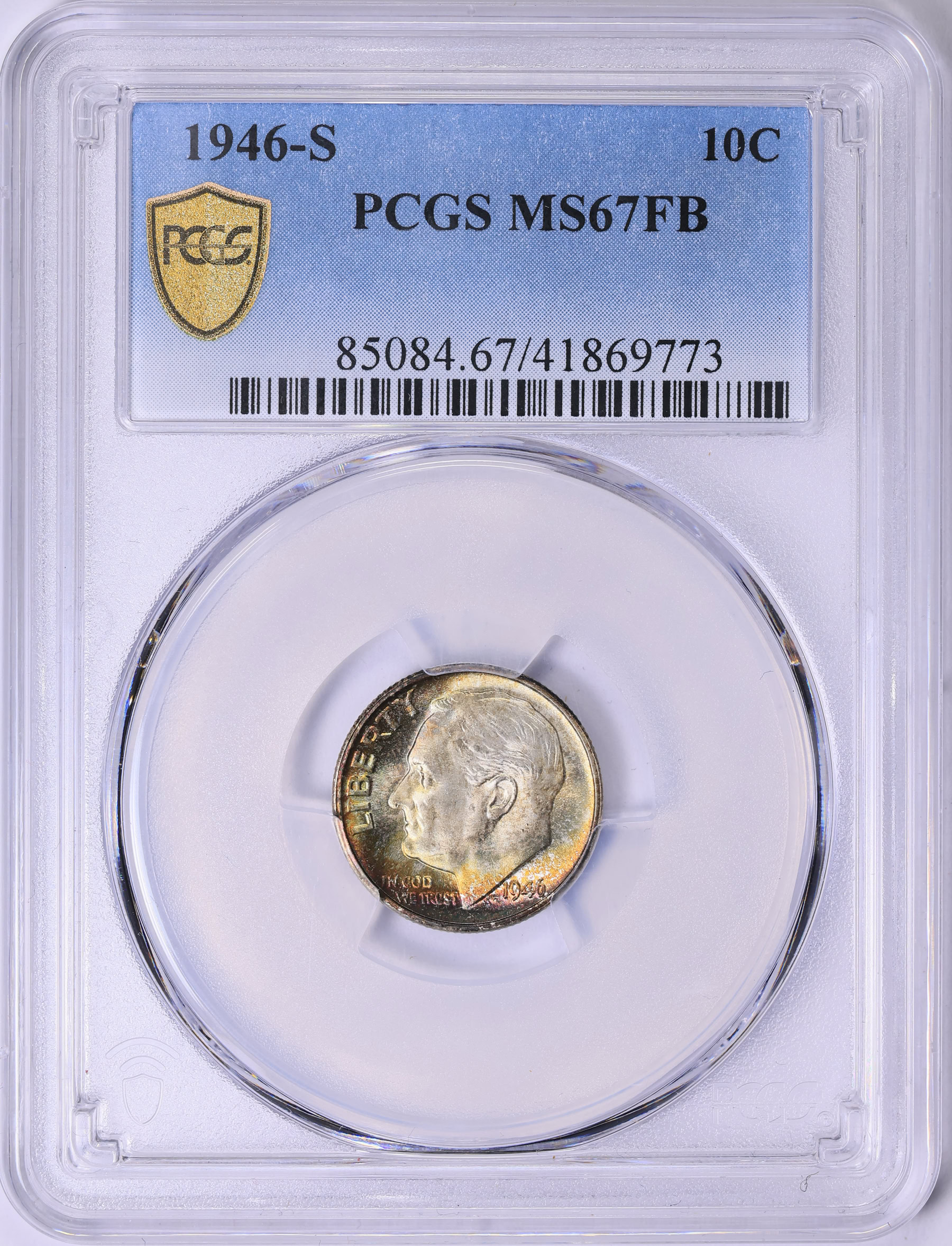 1946-S Roosevelt Dime PCGS MS-67 FB (Toned) (Item 946263) | GreatCollections Coin Auctions