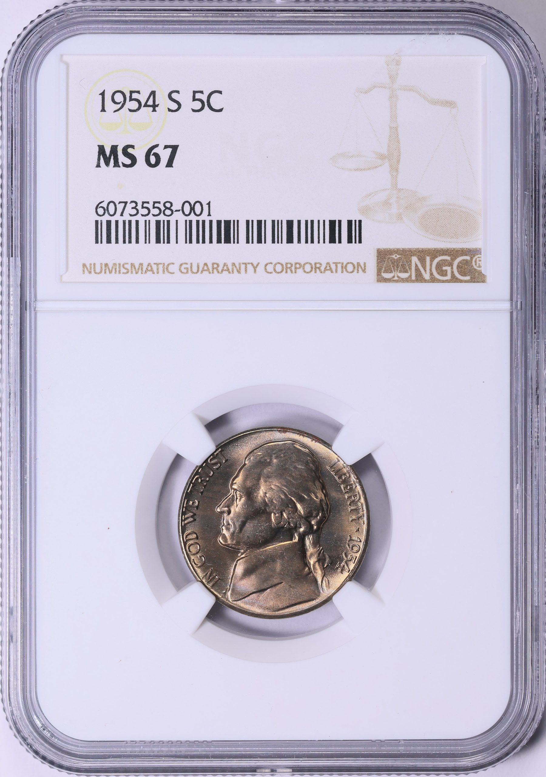 1954-S Jefferson Nickel NGC MS-67 (Item 949055) | GreatCollections Coin Auctions