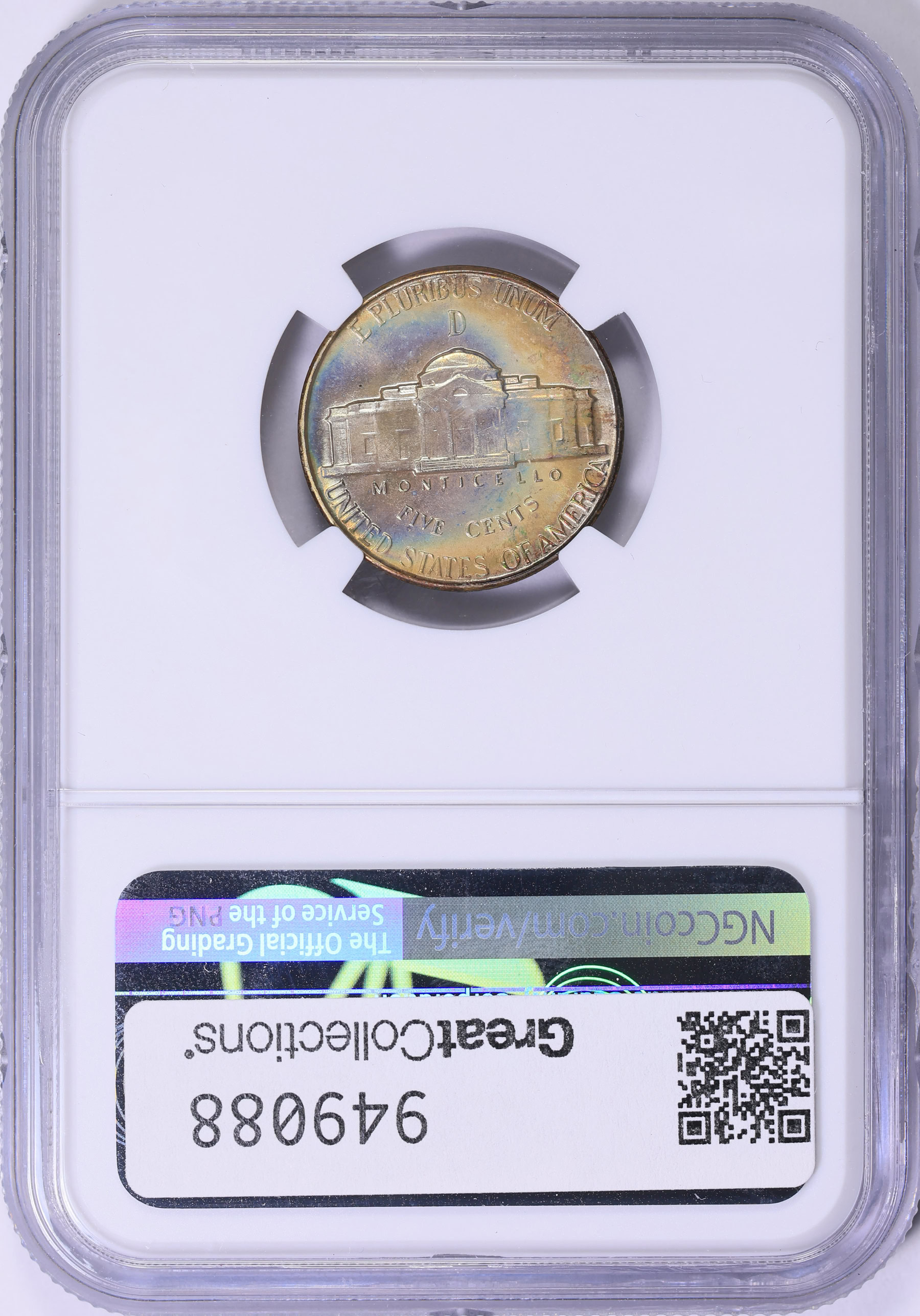 1943-D Jefferson Nickel NGC MS-67+ 5FS (Toned) (Item 949088) | GreatCollections Coin Auctions