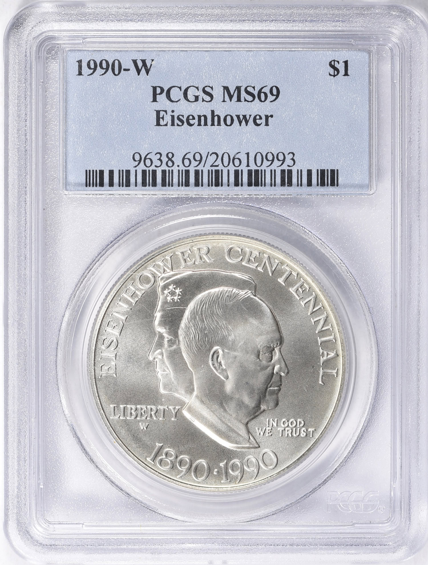 1990-W Eisenhower Centennial Silver Dollar PCGS MS-69 (Item 949252 ...