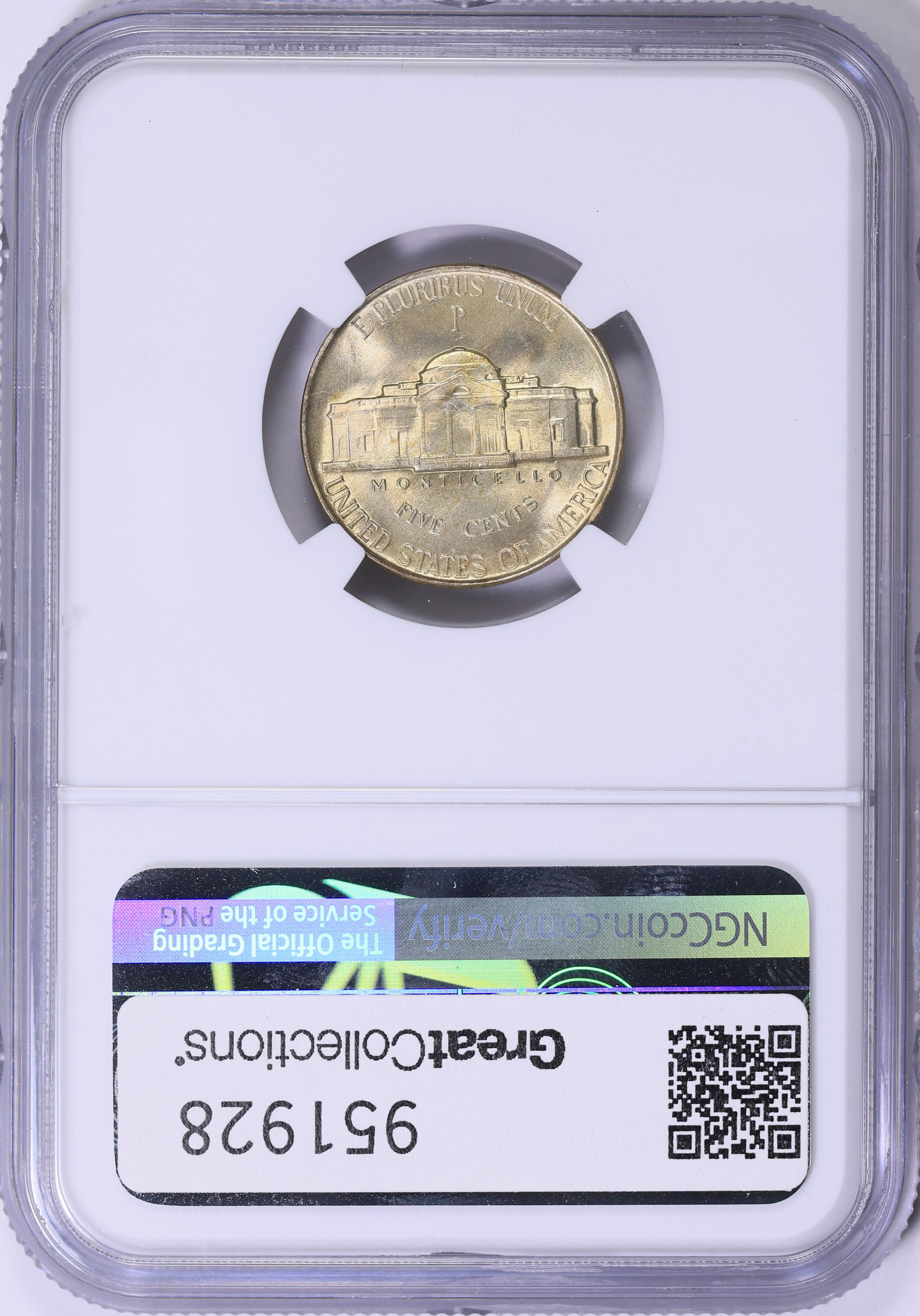 1944-P Jefferson Nickel NGC MS-67+ 5FS (Toned) (Item 951928) | GreatCollections Coin Auctions