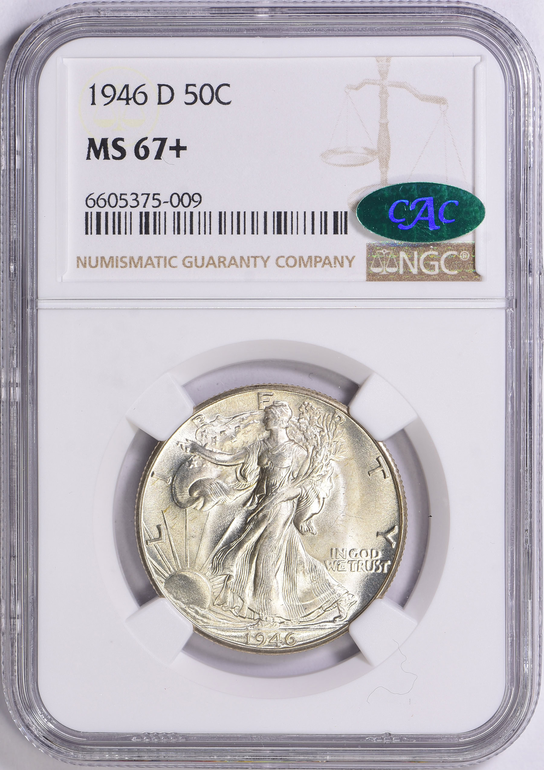 1946-D Walking Liberty Half Dollar NGC MS-67+ (CAC Green) (Item 951966) | GreatCollections Coin ...