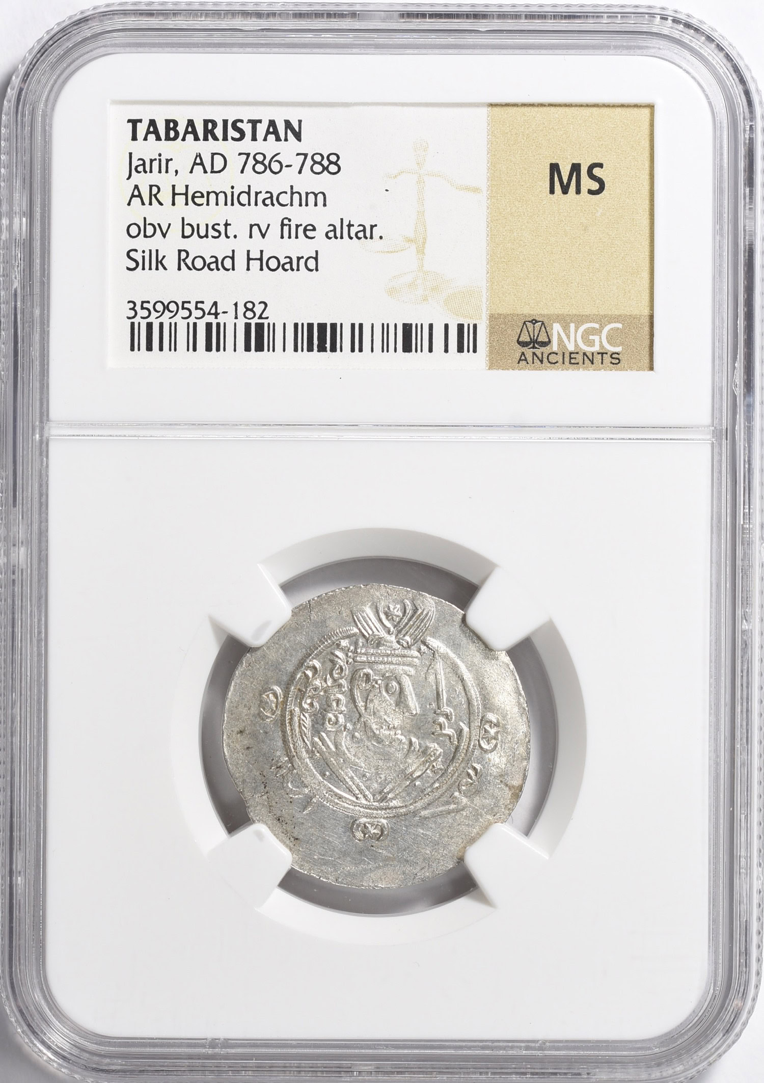 Ancient Tabaristan, Jarir (A.D. 786-788) AR Hemidrachm NGC MS (Ex: Silk ...