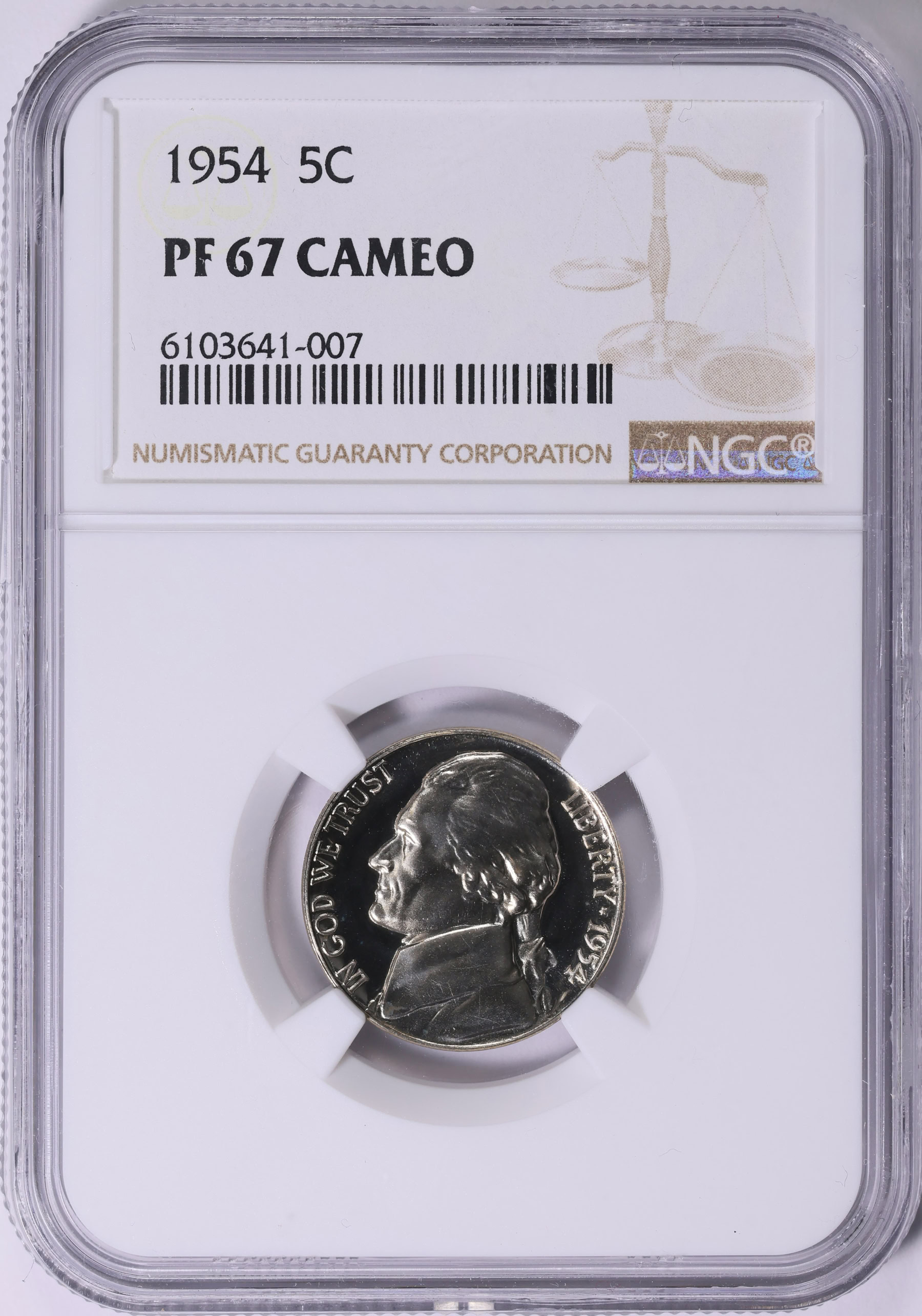 1954 Jefferson Nickel NGC Proof-67 CAMEO (Item 965487) | GreatCollections Coin Auctions