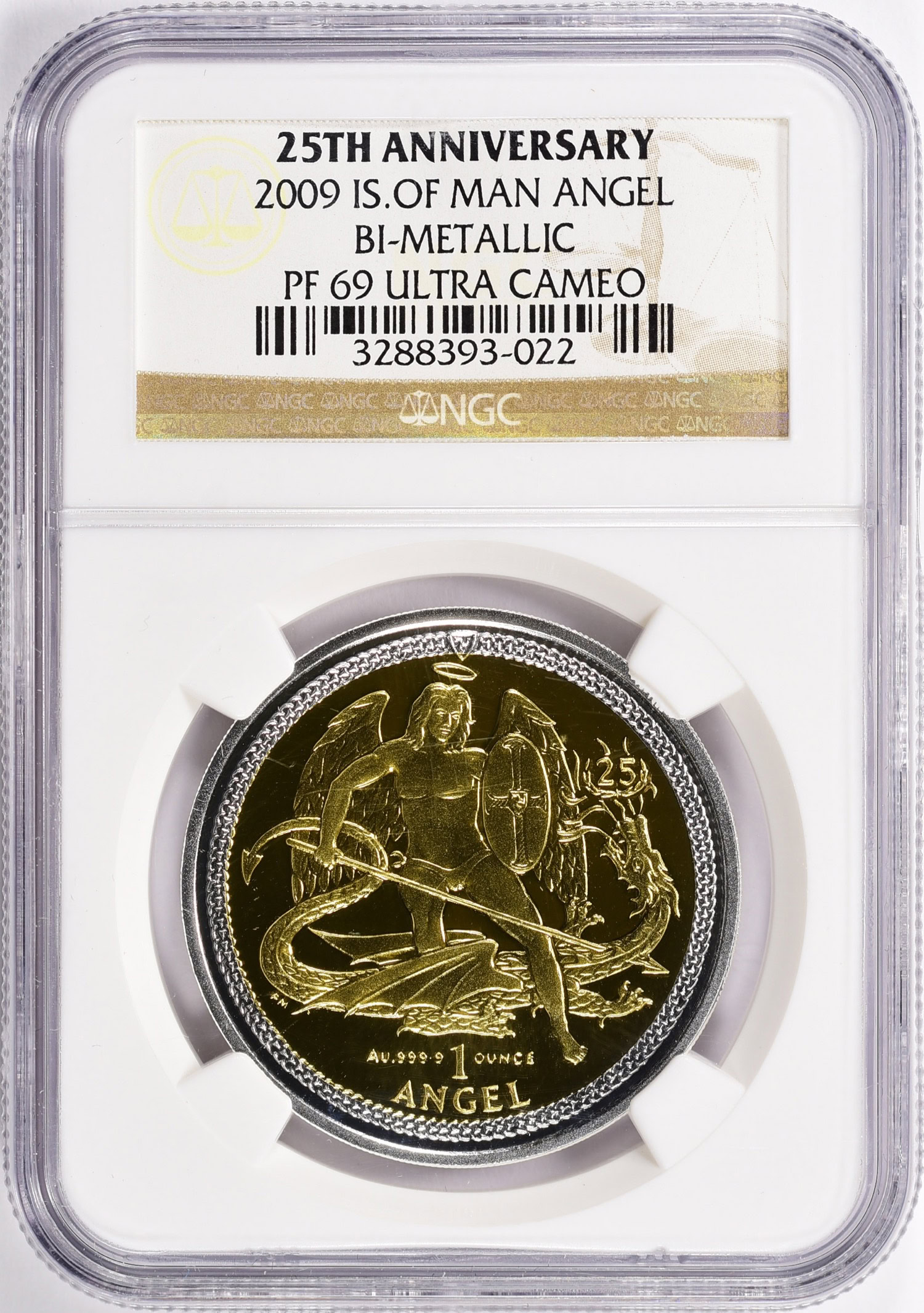 Isle of Man 2009 Bimetallic Gold and Silver Angel 25th Anniversary NGC ...