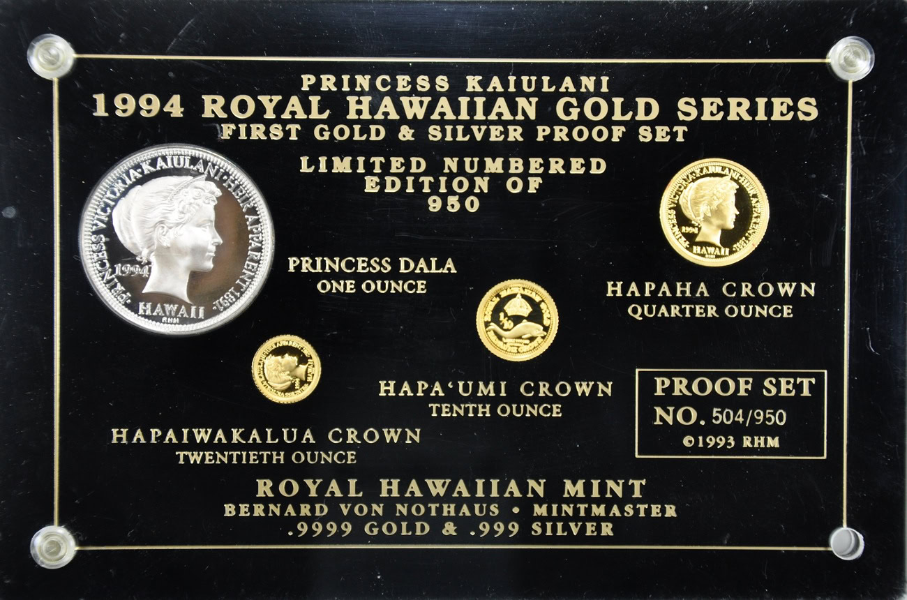 Hawaii 1994 Royal Hawaiian Gold Series Silver and Gold Proof Set ...