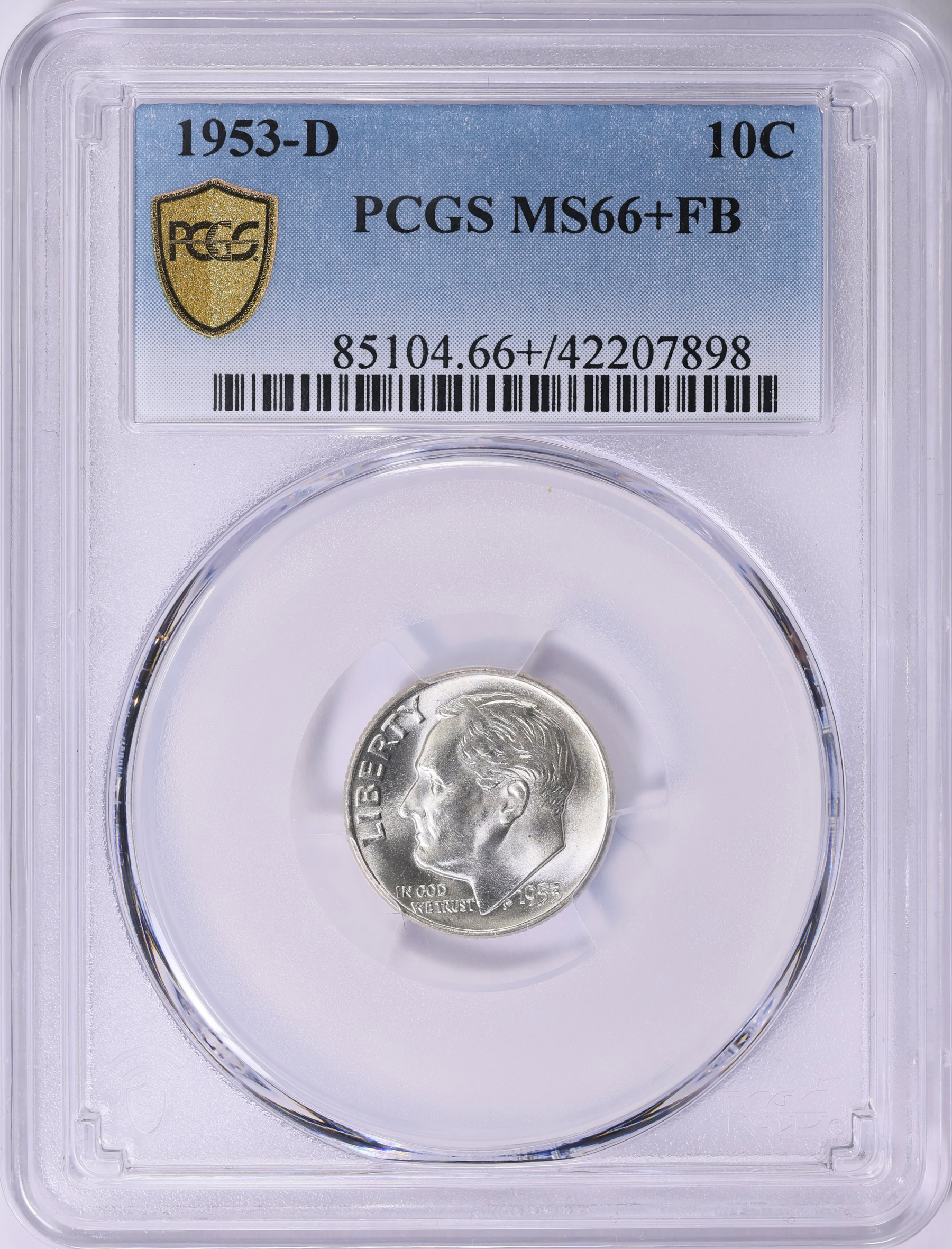 1953-D Roosevelt Dime PCGS MS-66+ FB (Item 968331) | GreatCollections ...