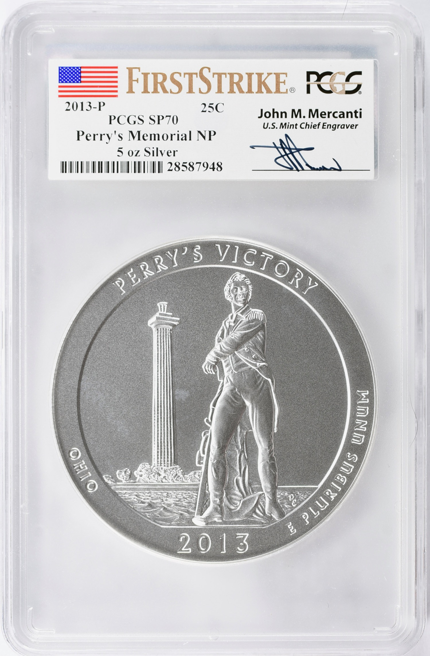 2013-P America the Beautiful Silver 5 oz. Perrys Memorial NP First ...