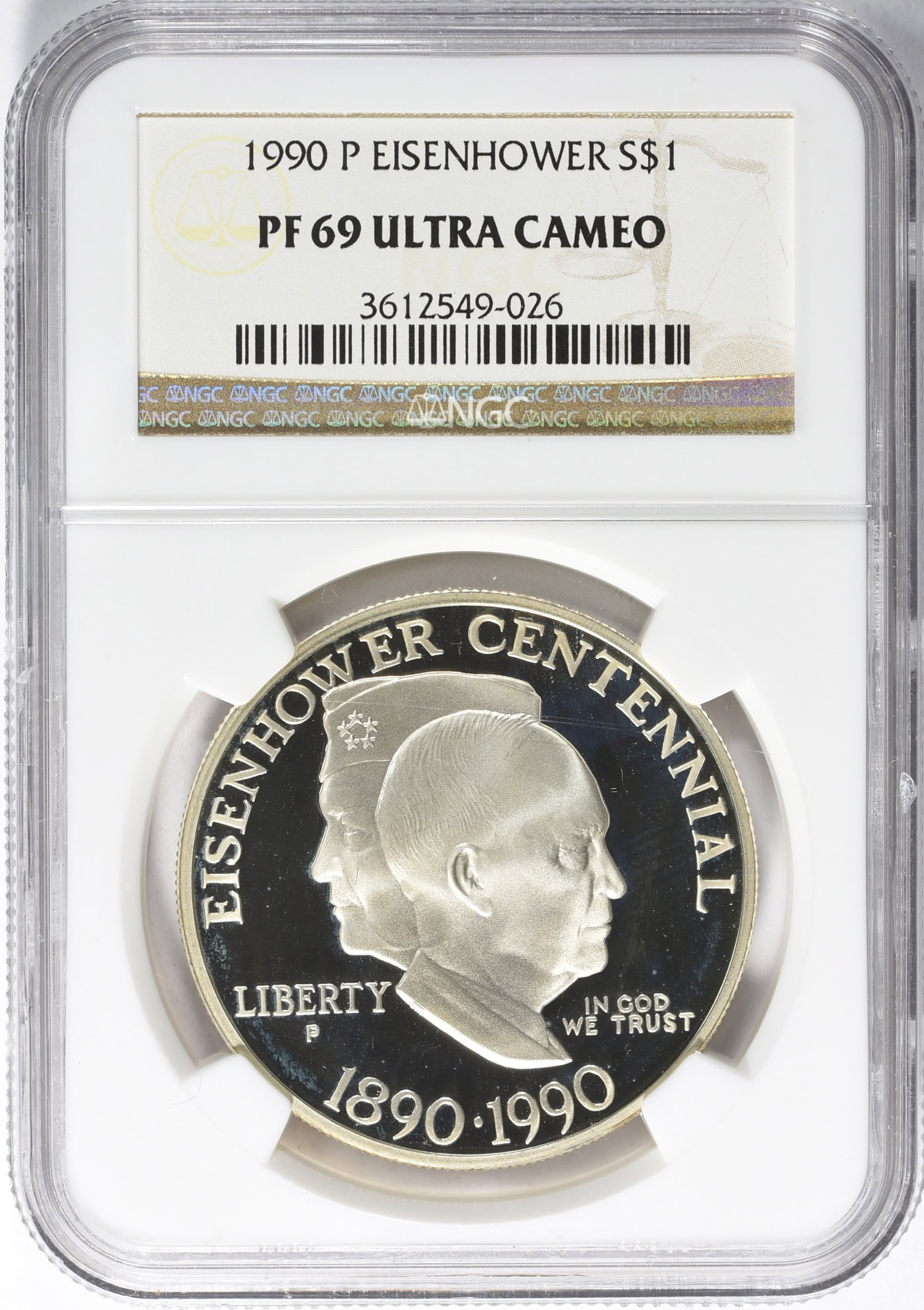 1990-P Eisenhower Centennial Silver Dollar NGC Proof-69 UC (Item 970146 ...