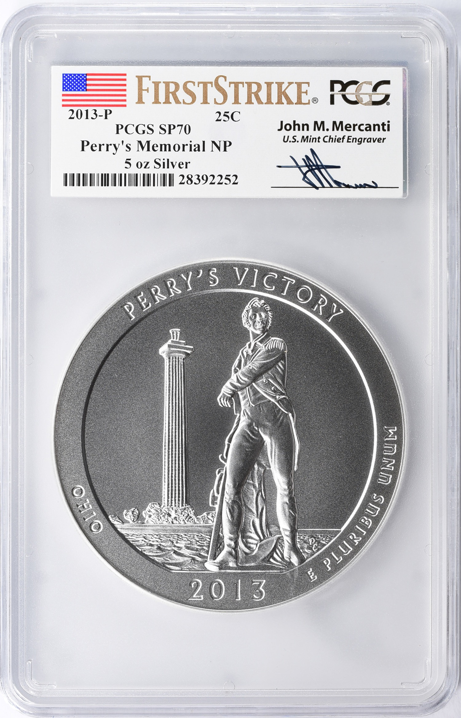 2013-P America the Beautiful 5 oz. Silver Quarter Perrys Memorial NP ...