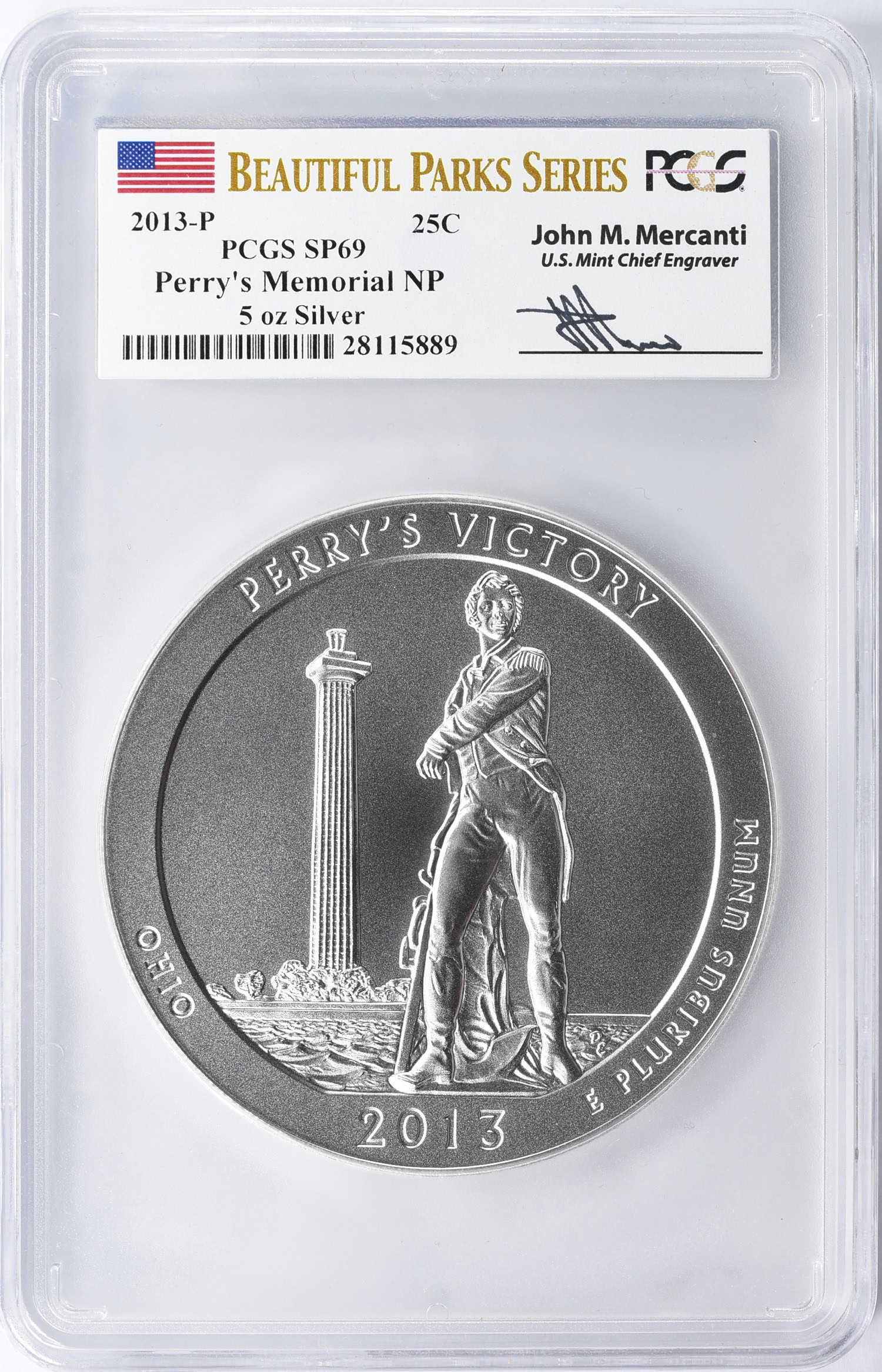 2013-P America the Beautiful 5 oz. Silver Quarter Perrys Memorial NP ...
