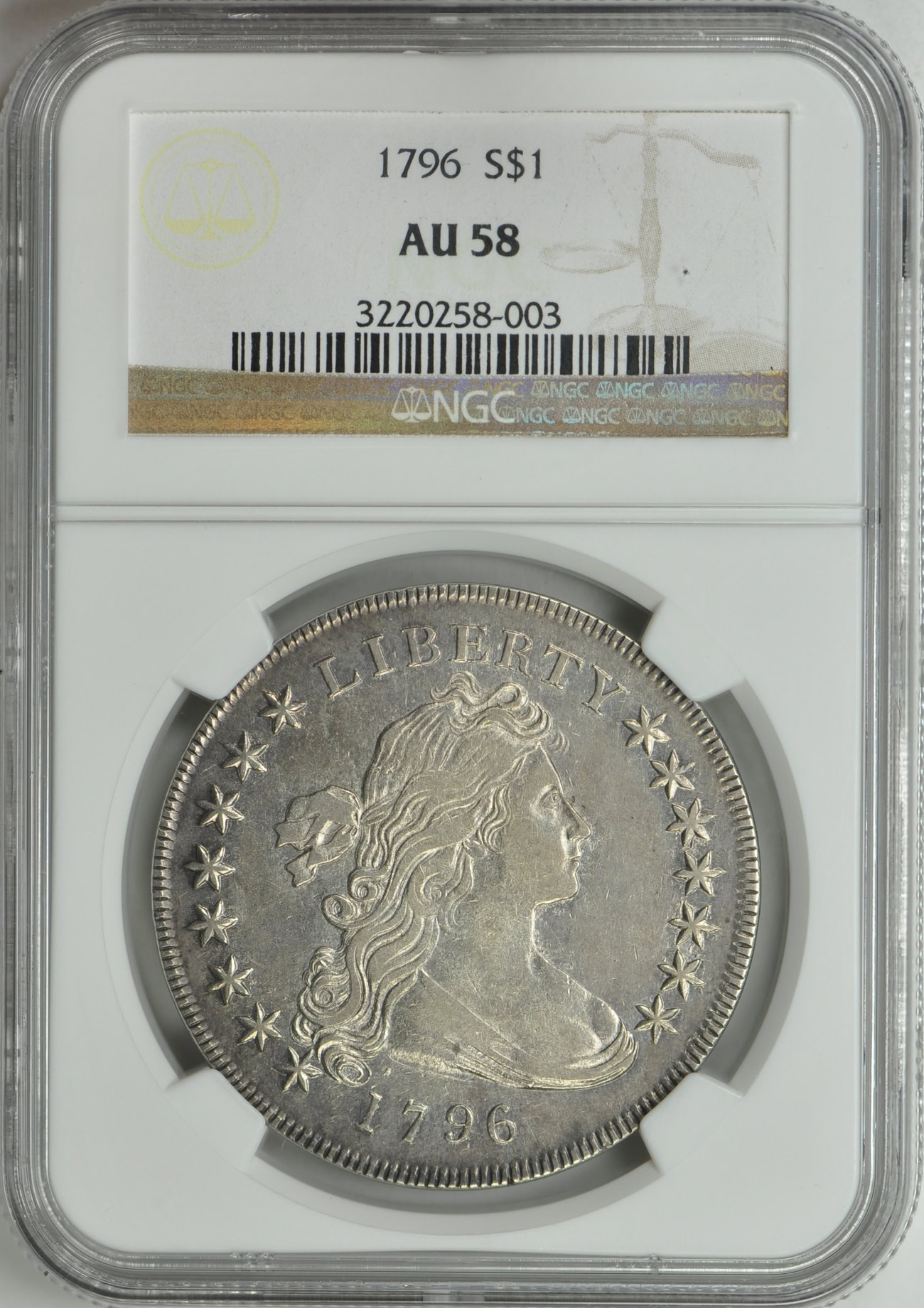 1796 Draped Bust Silver Dollar Small Date, Large Letters NGC AU-58 ...