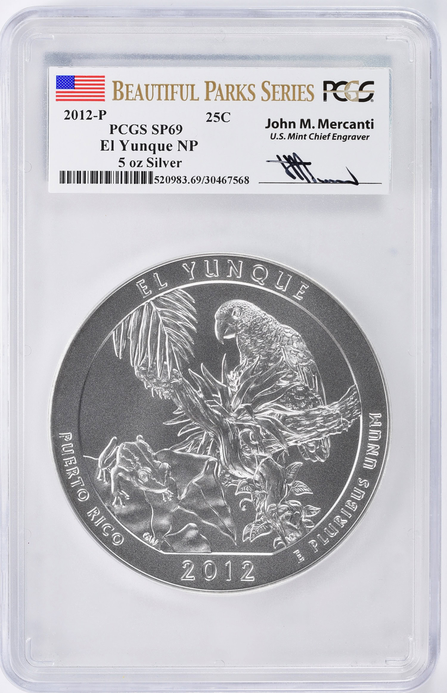 2012-P America the Beautiful 5 oz. Silver Quarter El Yunque NP PCGS SP ...