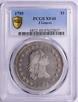 1795 Flowing Hair Silver Dollar 3 Leaves PCGS XF-40 (Item 1497781) | GreatCollections Coin Auctions