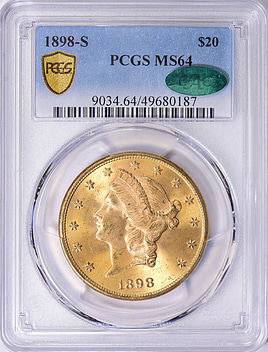 1898-S Liberty Gold Double Eagle PCGS MS-64 (CAC Green) (Item 1612998) | GreatCollections Coin ...