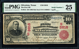 Fr. 615 Silverton, Texas 1902 The First National Bank $10 Red Seal Note ...