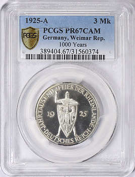 Germany 1925-A Silver 3 Marks 1,000th Year of the Rhineland KM-46 PCGS ...