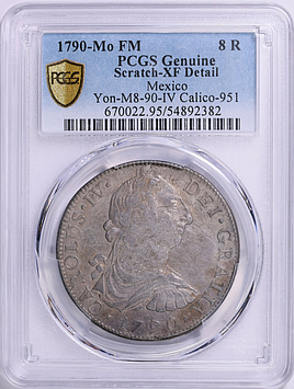Mexico 1790-Mo FM Silver 8 Reales CAROLUS IV KM-107 PCGS Genuine XF Details (Item 1836566 ...