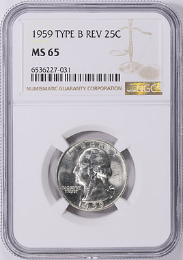 1959 Washington Quarter Type B Reverse FS-901 NGC MS-65 (Item 1976977) | GreatCollections Coin ...