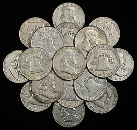 c.1960 - 1964 Franklin and Kennedy Silver Half Dollar Selection ...