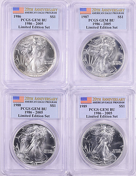 1986 - 1989 $1 Silver Eagle Date Run (From 20th Anniversary Limited ...