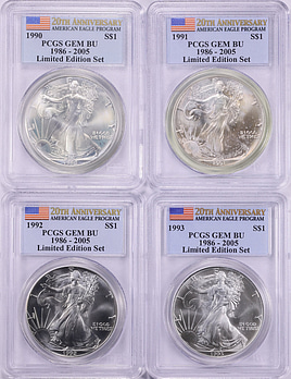 1990 - 1993 $1 Silver Eagle Date Run (From 20th Anniversary Limited ...