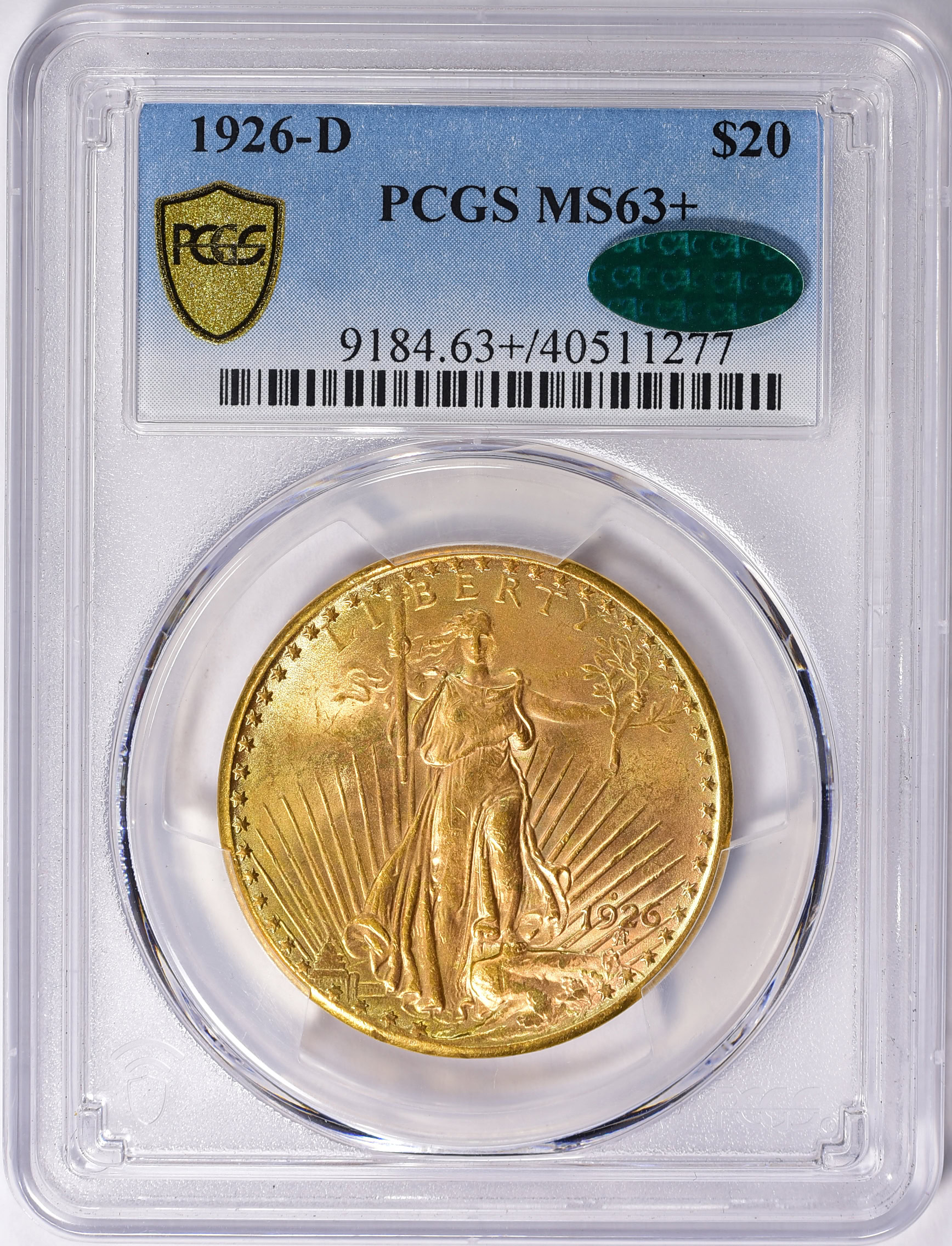 1926-D Saint-Gaudens Gold Double Eagle PCGS MS-63+ (CAC Green) (Item ...