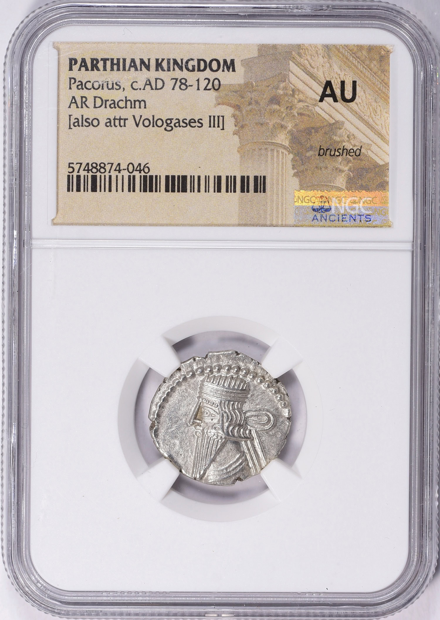Ancient Parthian Kingdom, Pacorus (c.A.D. 78-120) AR Drachm NGC AU ...